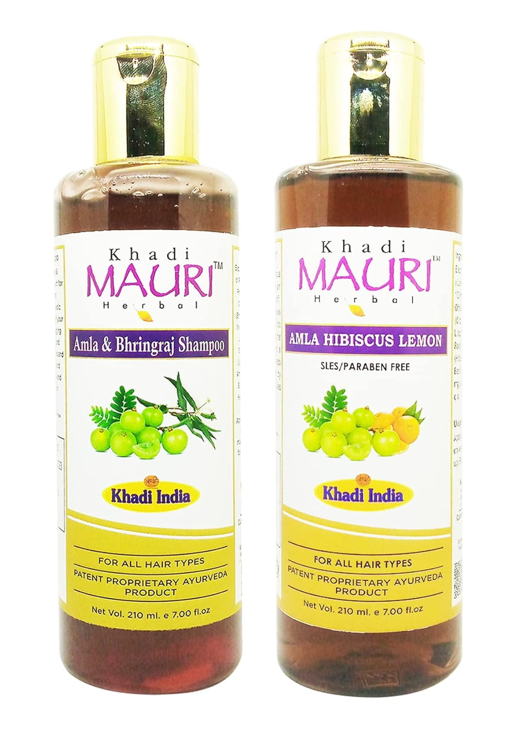 Khadi Mauri Amla Bhringraj Amla Hibiscus Lemon Shampoo Pack of 2 420 ml - Walmart.com