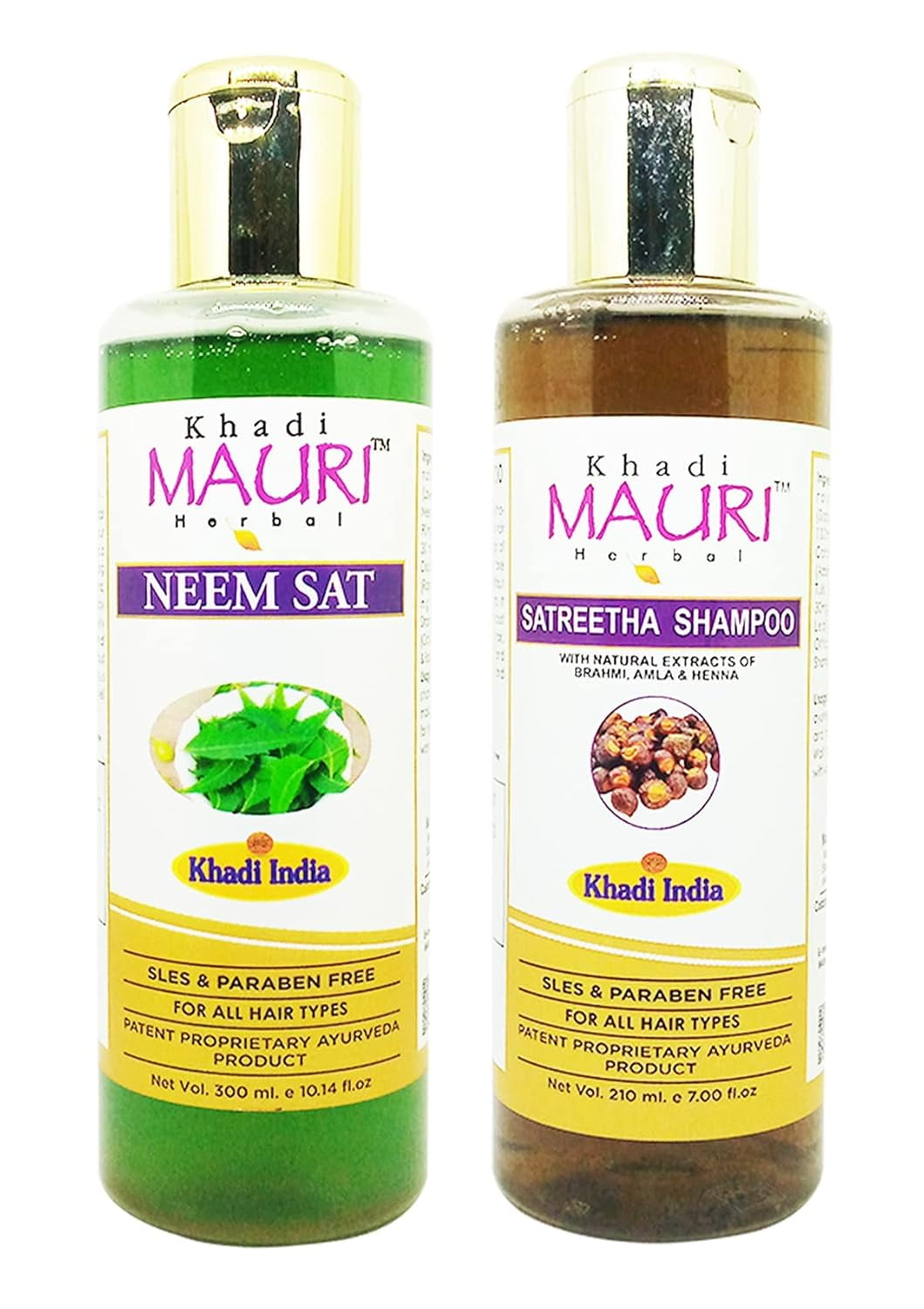 Khadi Mauri Neem Satritha Shampoo Pack of 2 420 ml - Walmart.com