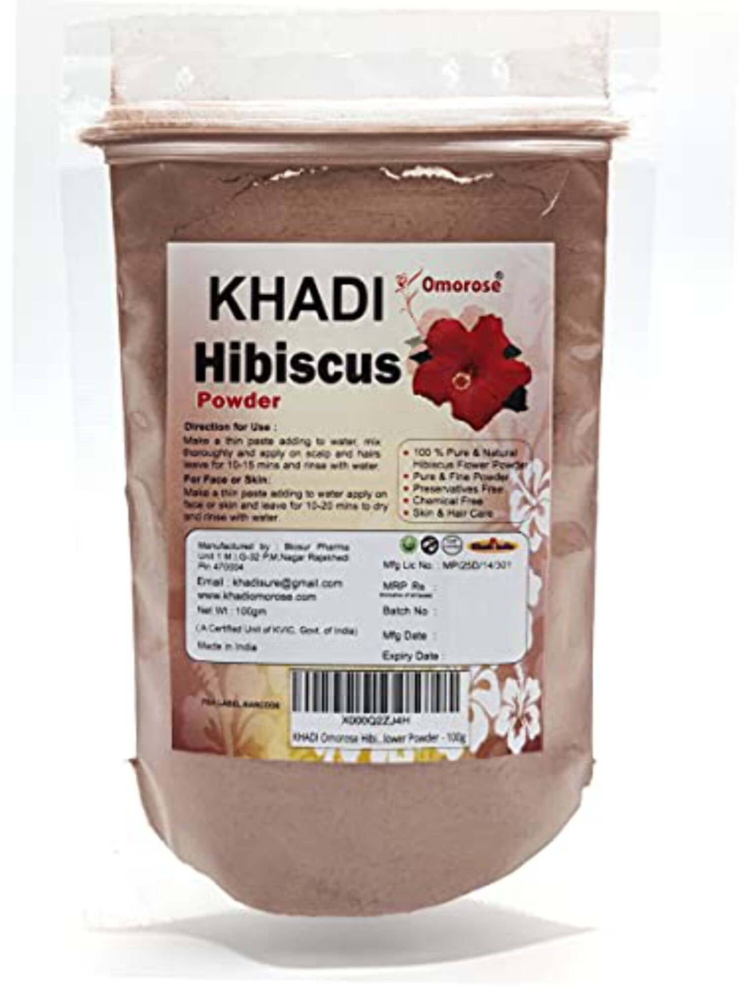 Khadi Omorose Hibiscus Flower Powder For hair Conditioning (100 Gms ...