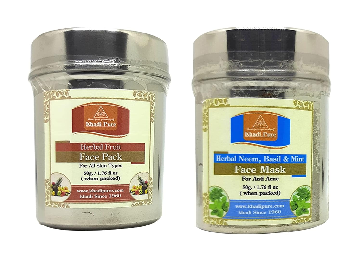 Khadi Pure Fruit Neem Basil Mint Face Pack 50 g Pack of 2 - Walmart.com
