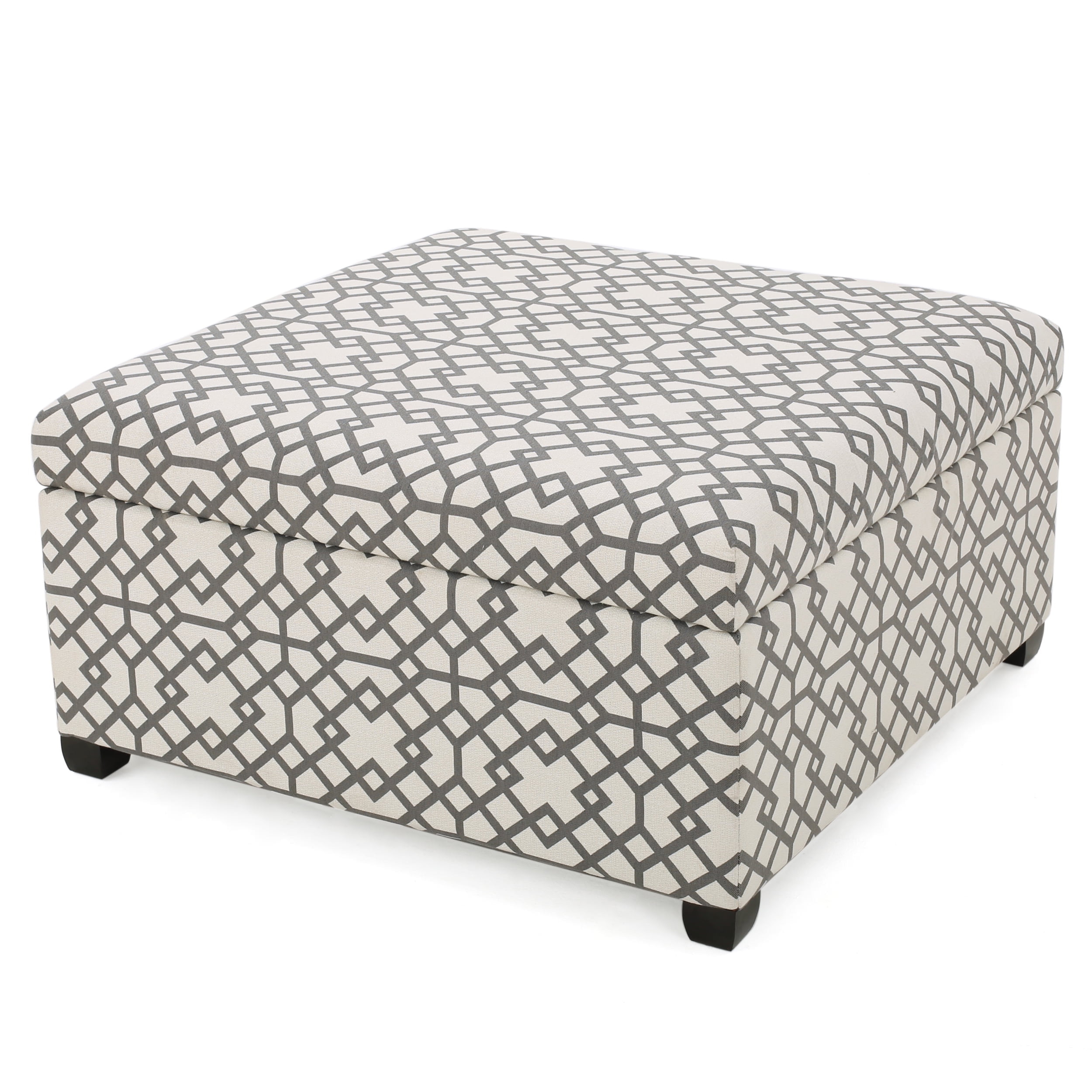 Large Khaite Patterned Fabric Storage Ottoman in Grey - Walmart.com