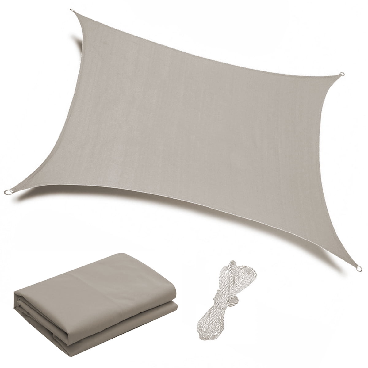 Khaki 16ft x 16ft Waterproof Sun Shade Sail Canvas Sun Awning Shelter ...