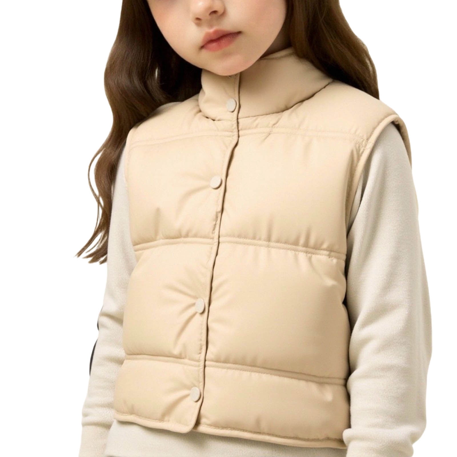 Khaki Boy Girl Children Boy Girl Loose Fit Fleece Lined Sherpa Vest ...