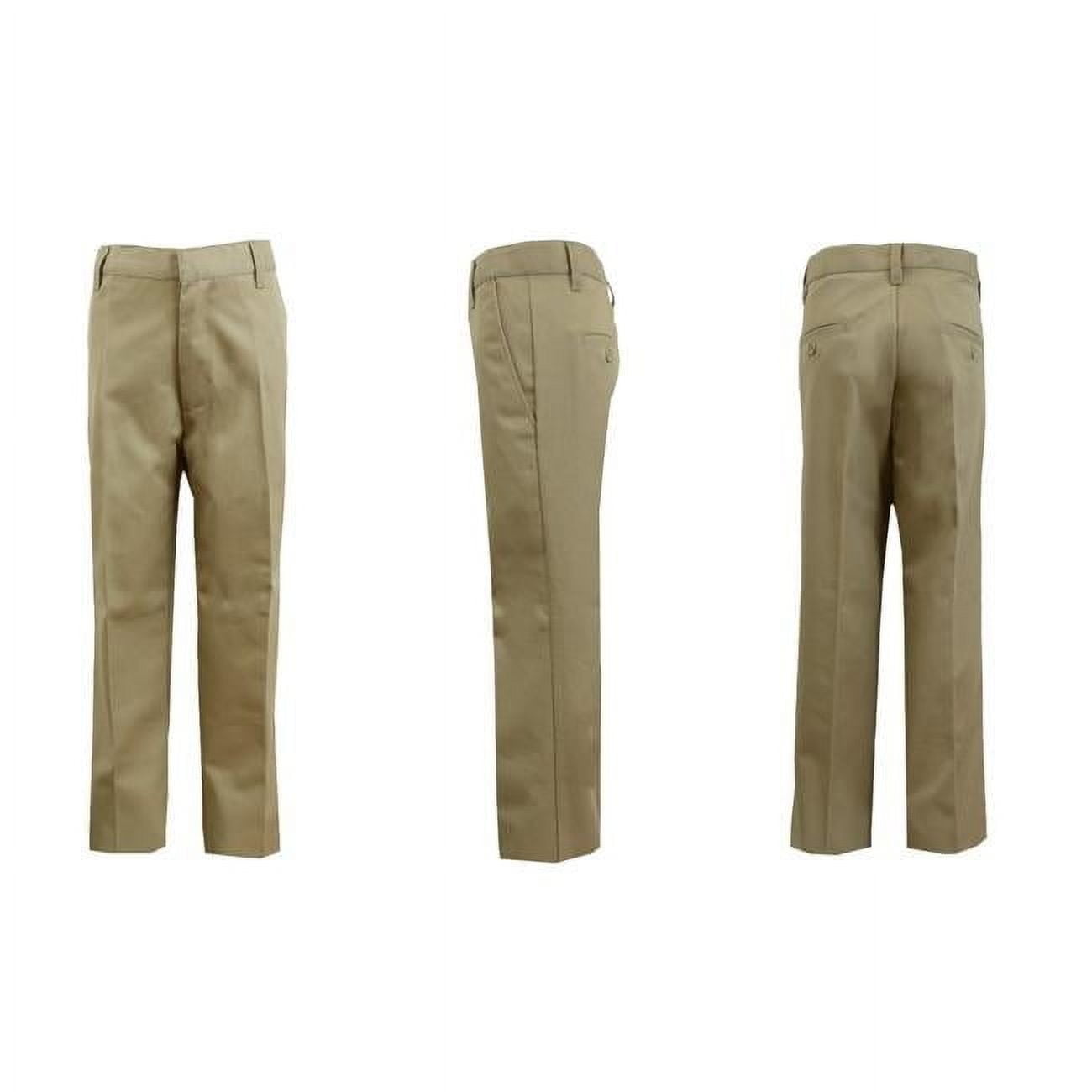 Khaki Boys Double Knee Flat Front School Uniform Pants, Khaki - Size 7 ...