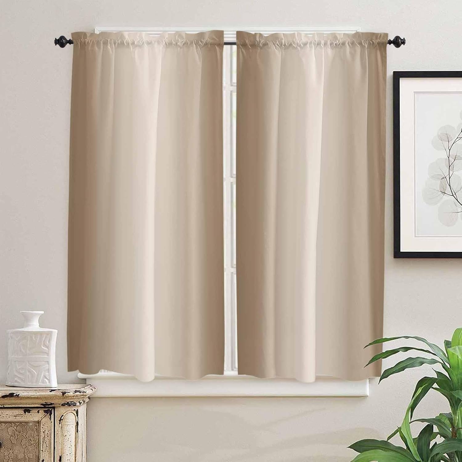 Khaki Brown Ombre Window Curtains 63 Inch Length, Farmhouse Brown Color ...