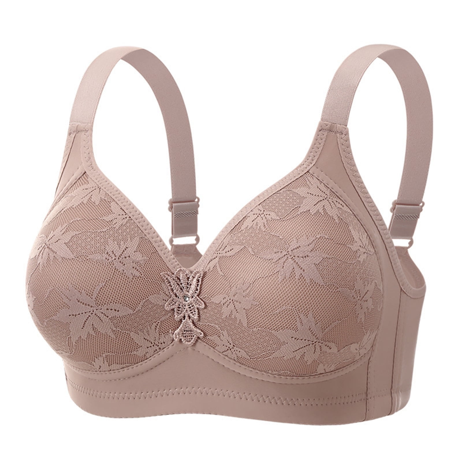 Khaki Button Up Front Closure Bras for Ladies Lace Embroidered Print ...