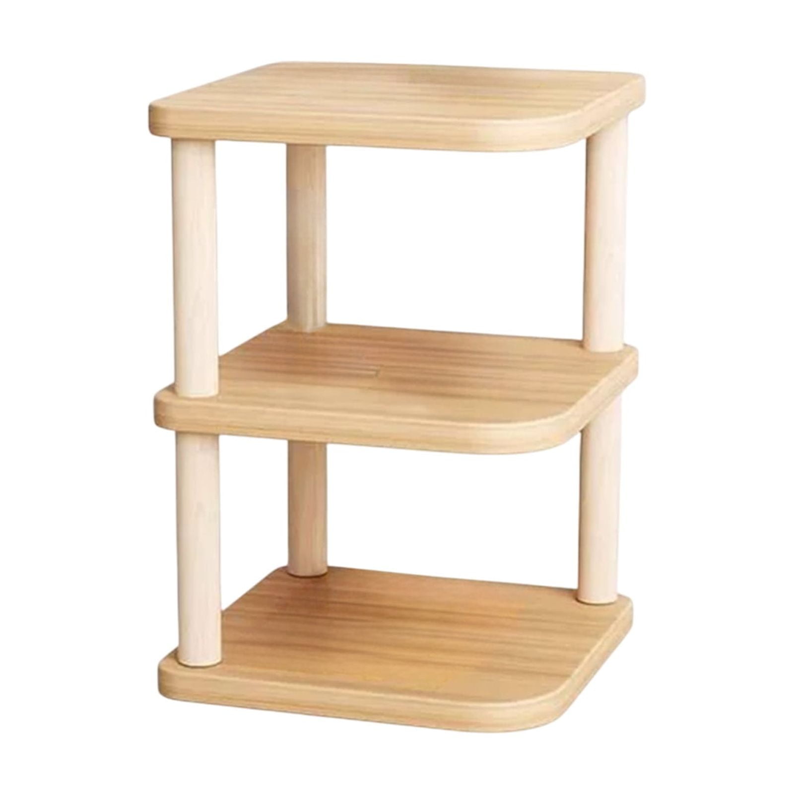 Khaki Desktop Shelf Double Layer Wooden Storage Organizer For Office ...