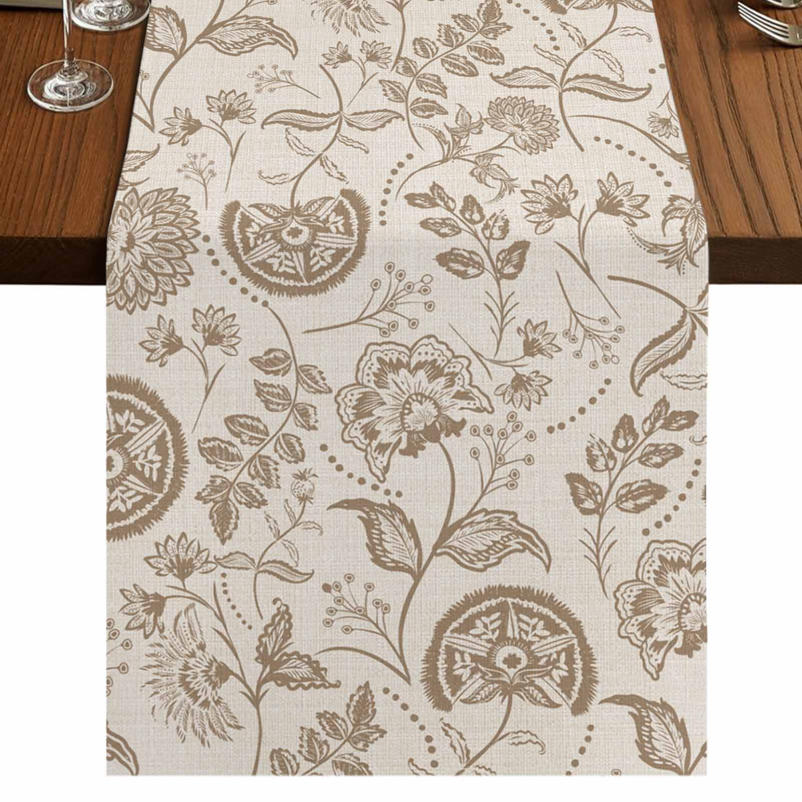 Khaki Fruit 36 Inch Table Runner, Country Retro Floral Botanical Plant ...