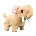Khaki Khaki Walking Plush Elephant Toy Battery Operated With Sound ...