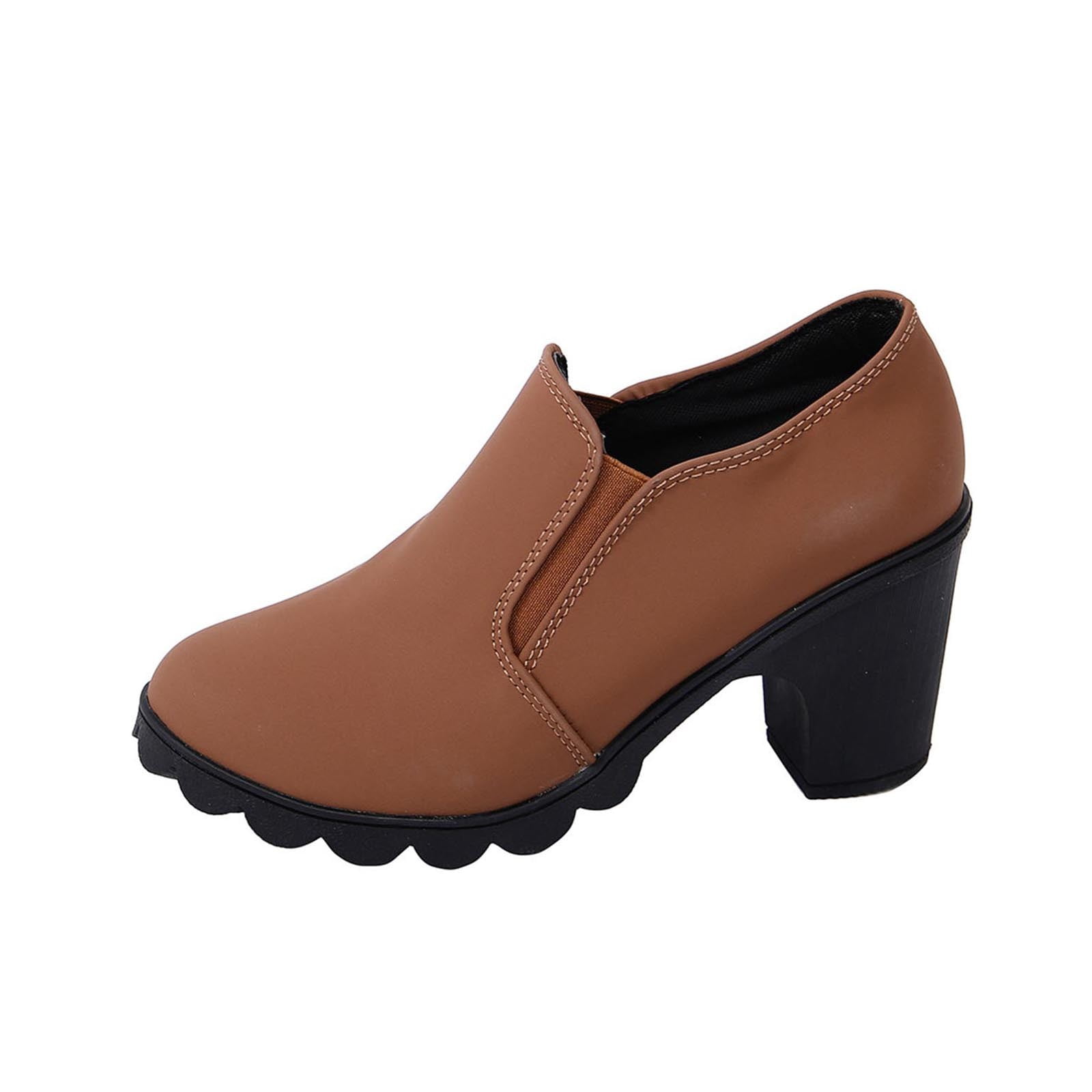 Khaki Ladies Solid Color Ankle Boots With High Heel Design For Fall ...