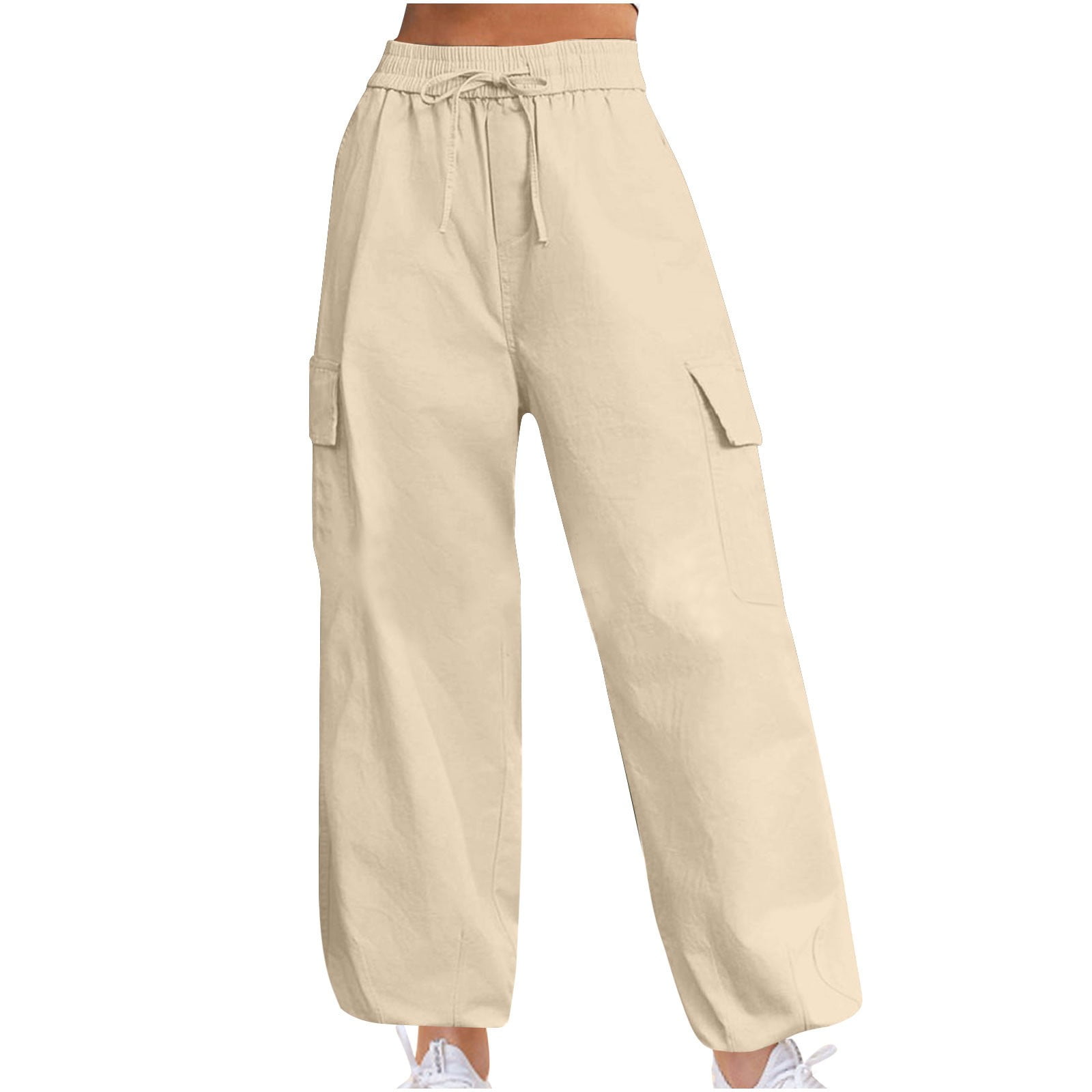 Khaki Ladies Wild Cargo Pants for Juniors Loose Fit Vintage High ...