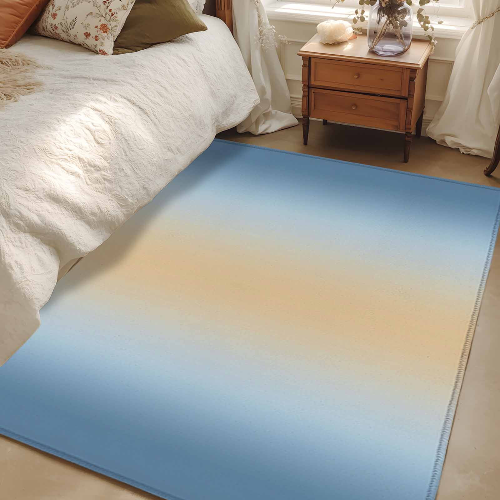 Khaki Light Blue Ombre 3x5 Area Rugs, Modern Abstract Art Gradient Non ...