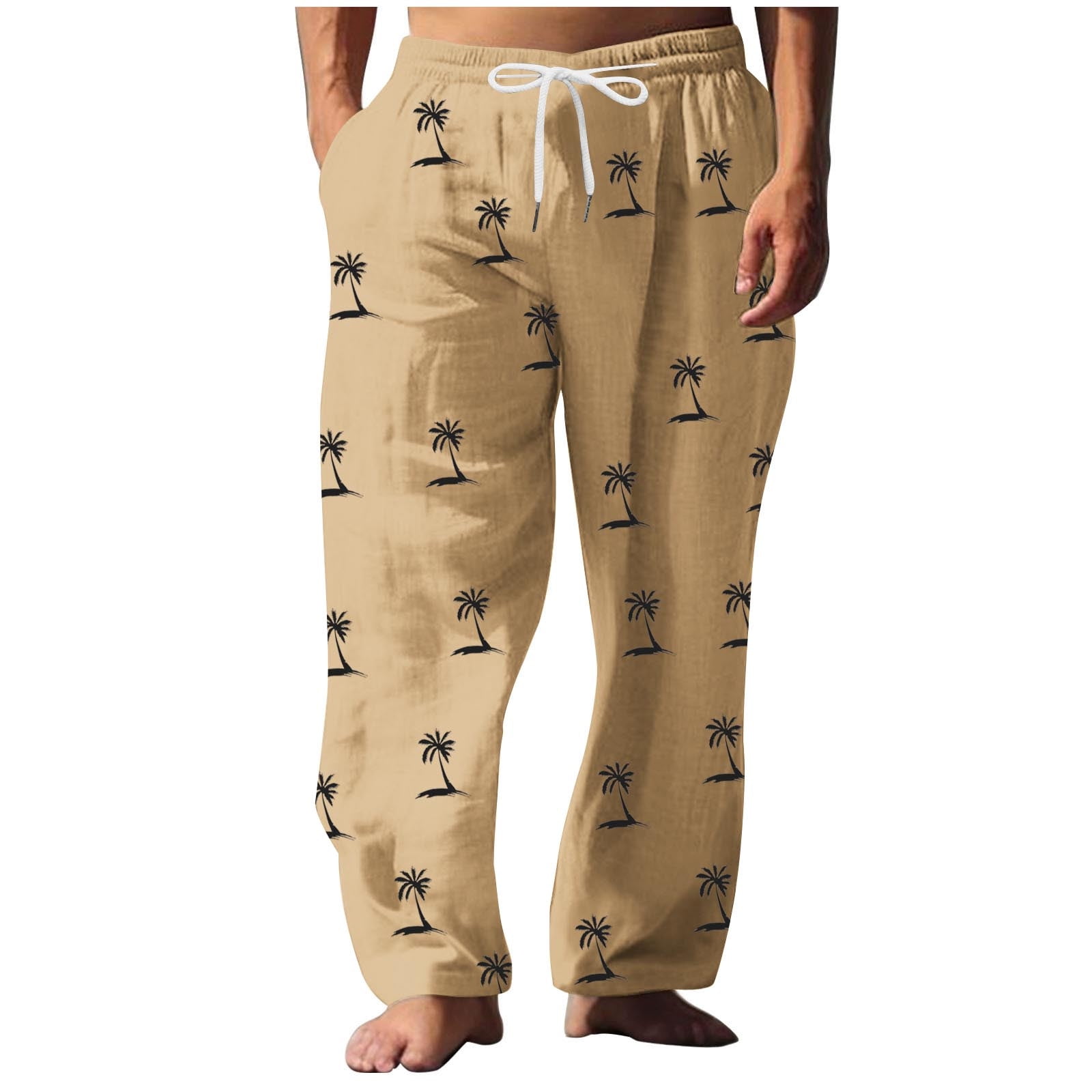 Khaki Loose Fit for Man Beach Brunch Vintage Hawaiian Flared Bell ...