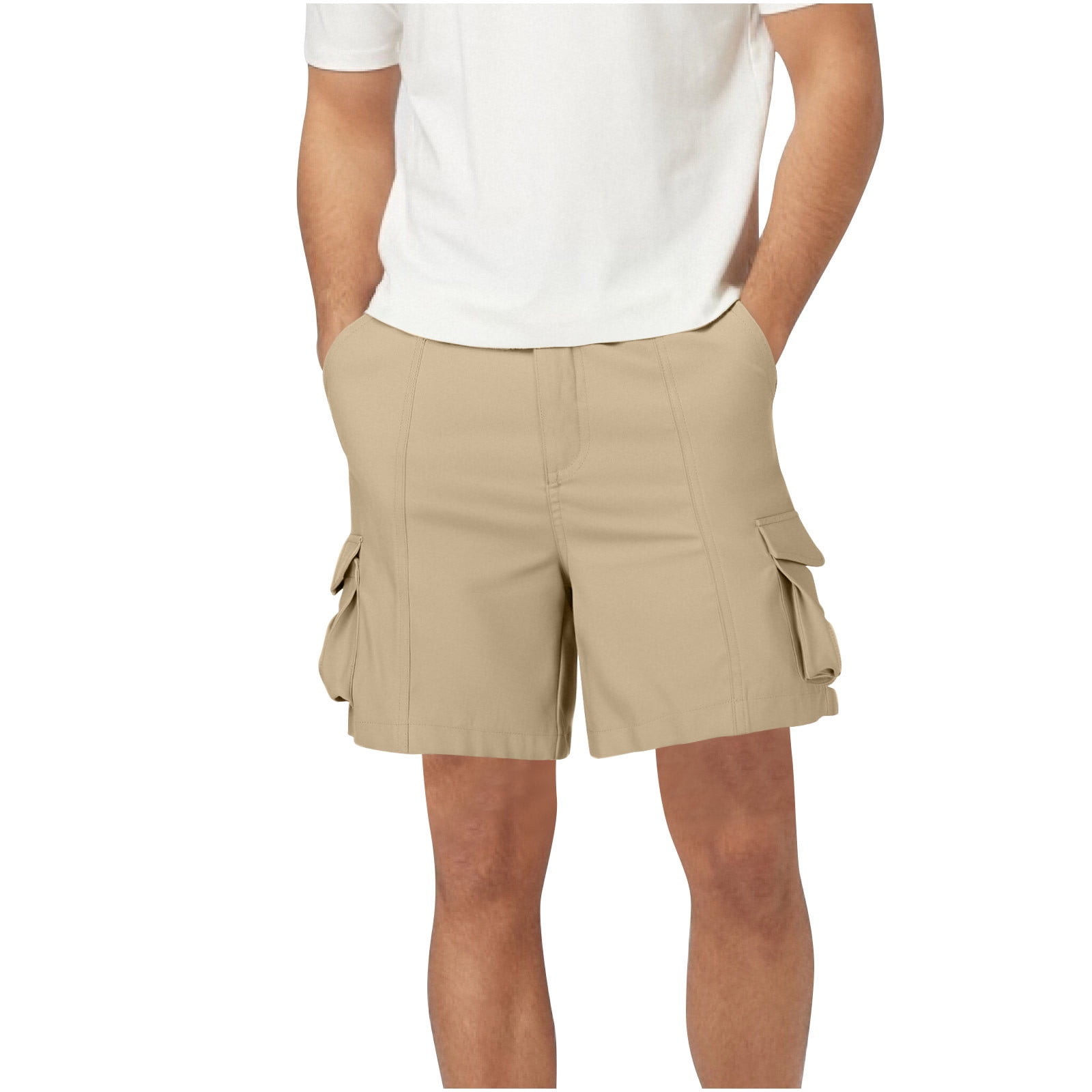 Khaki Man Spandex Shorts Cargo Stretch Shorts for Mens Loose Fit ...