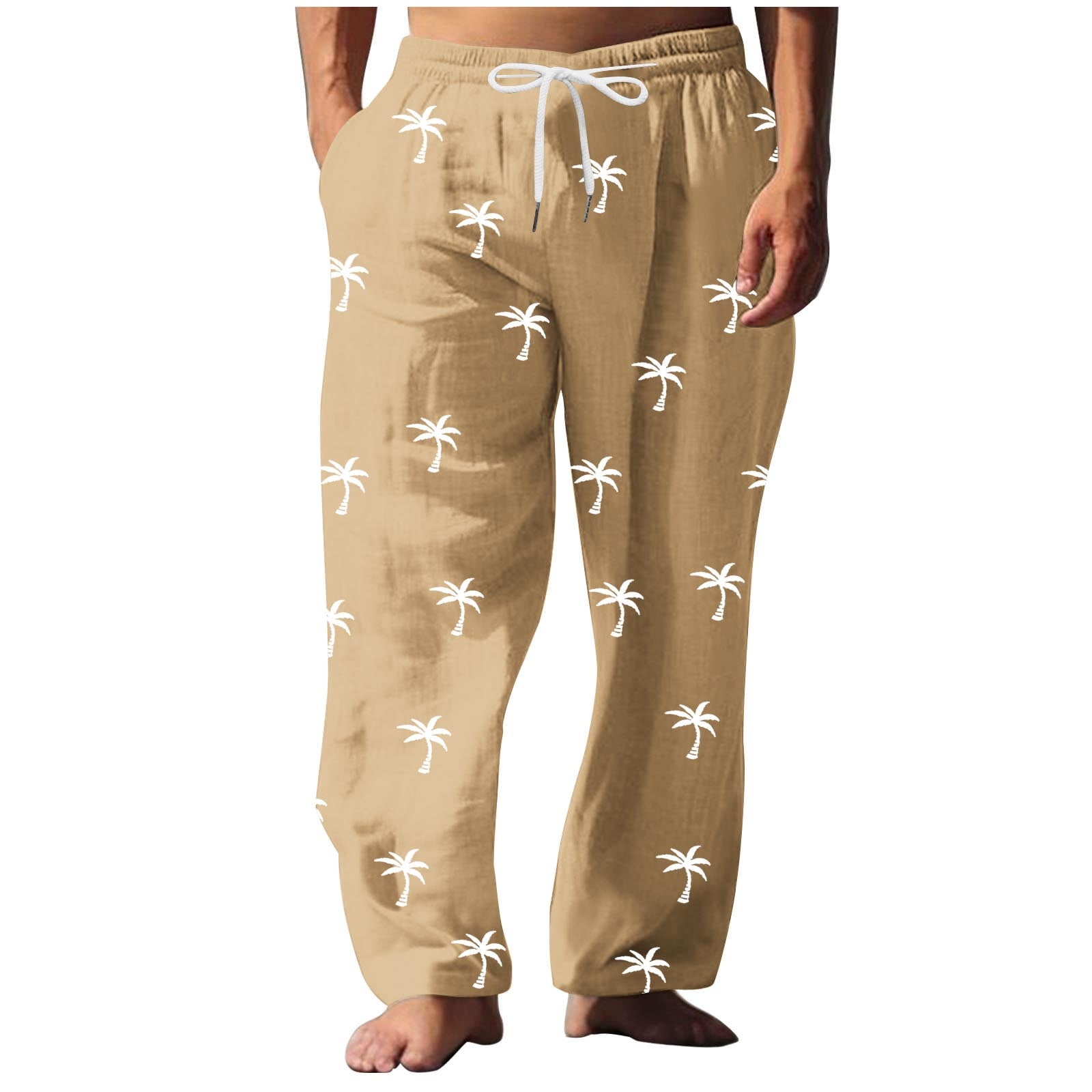 Khaki Medieval Hawaiian Flared Bell Bottom Beach Brunch for Mens Loose ...