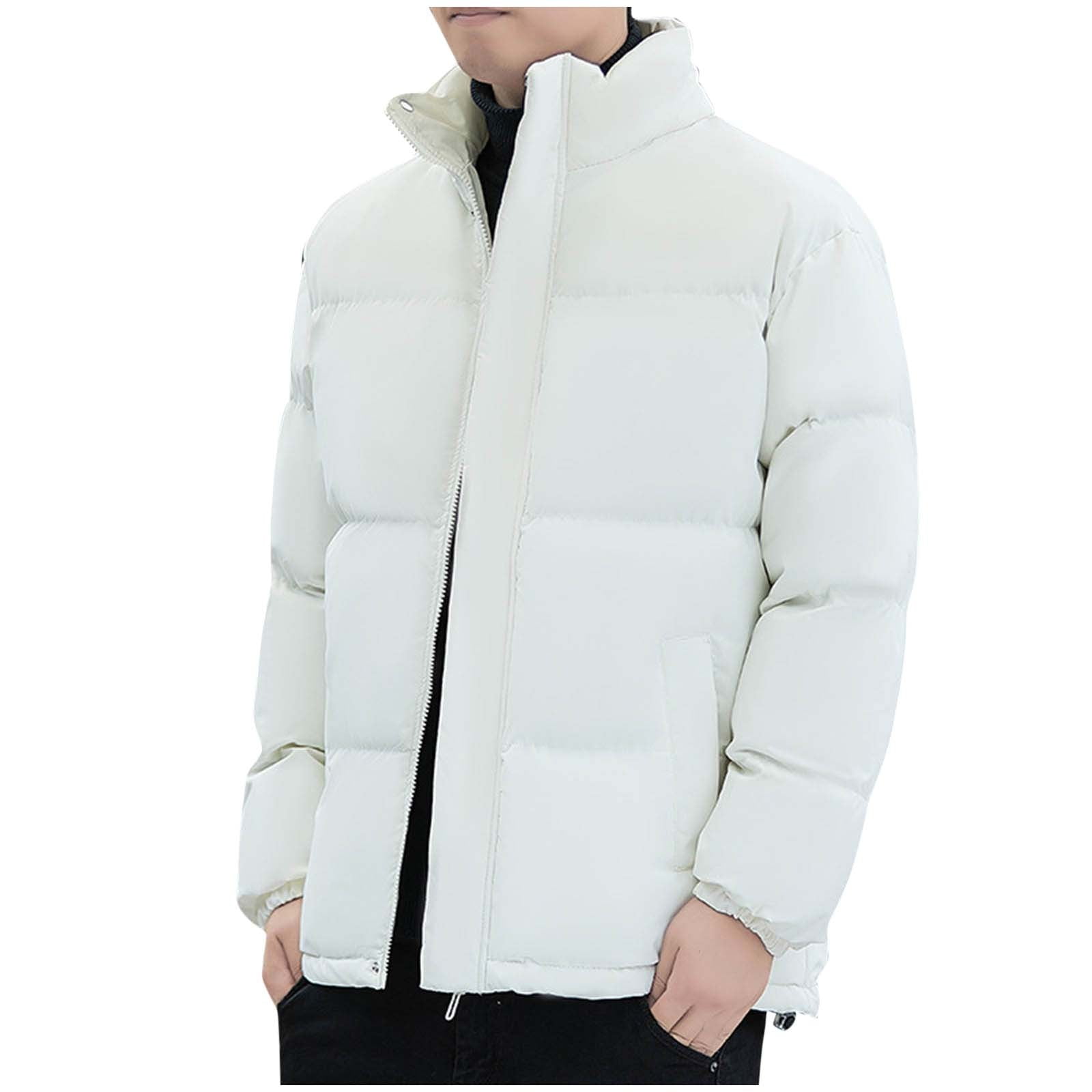 Khaki Mens Thermal Basic Parkas Jacket Outfit for Man Long Sleeve ...