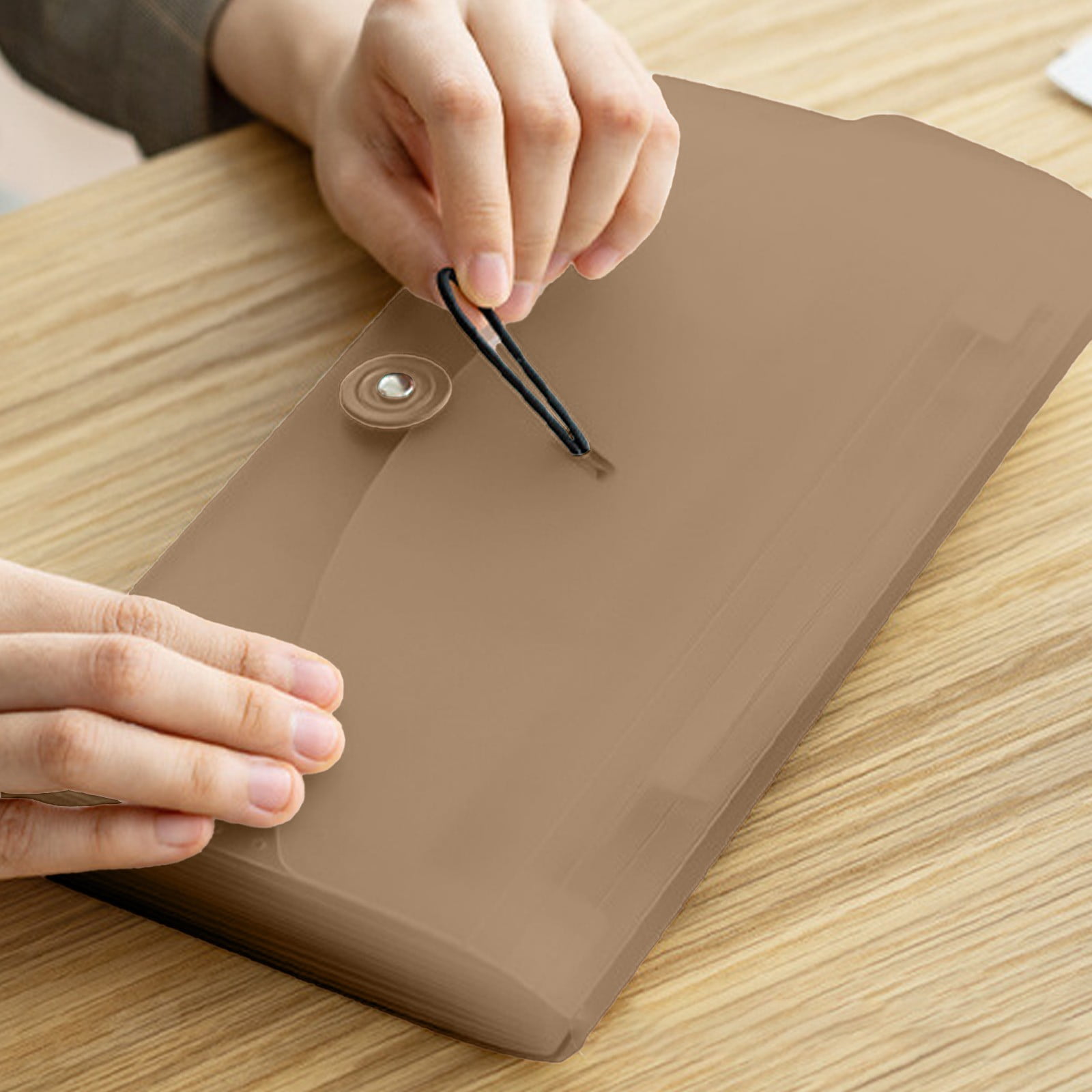 Khaki Plastic Accordion File Organizer - 26x14x2.7cm Storage Folder for ...