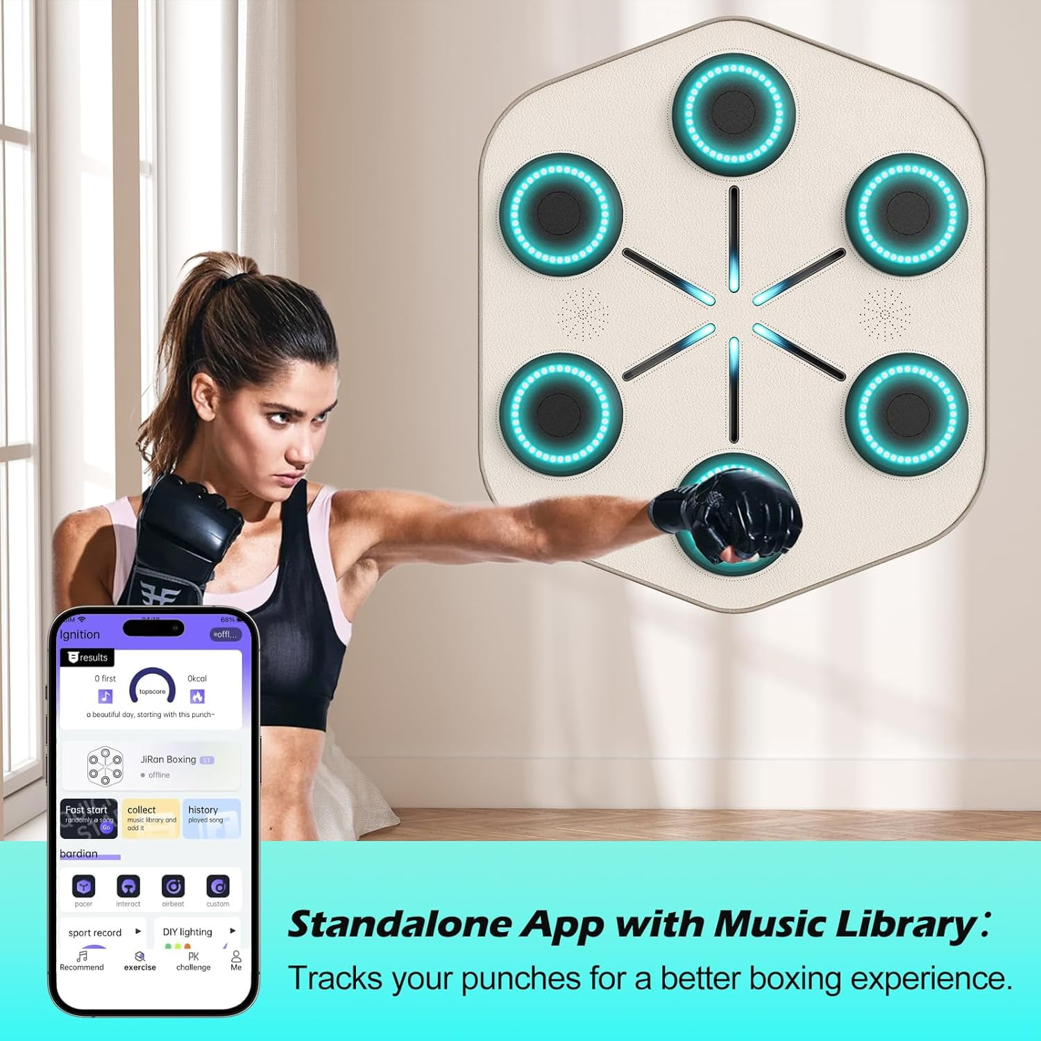 Khaki Smart Music Boxing Machine with App BoxingMachine with Rhythm ...