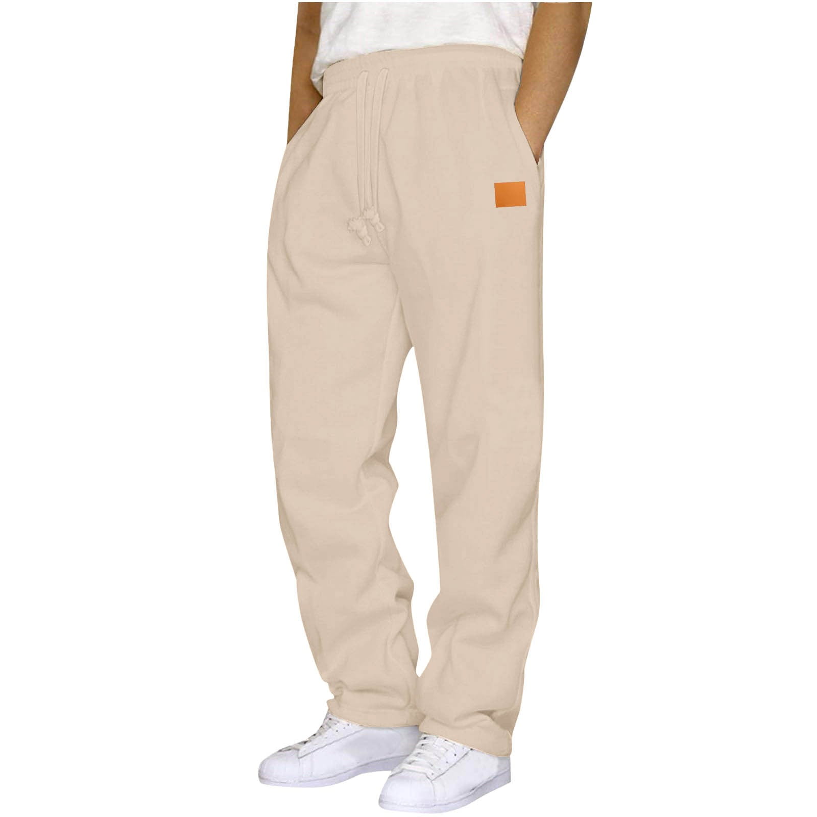 Khaki Sport Athletic Casual Jogger Pants for Mens Winter Fall Faux ...