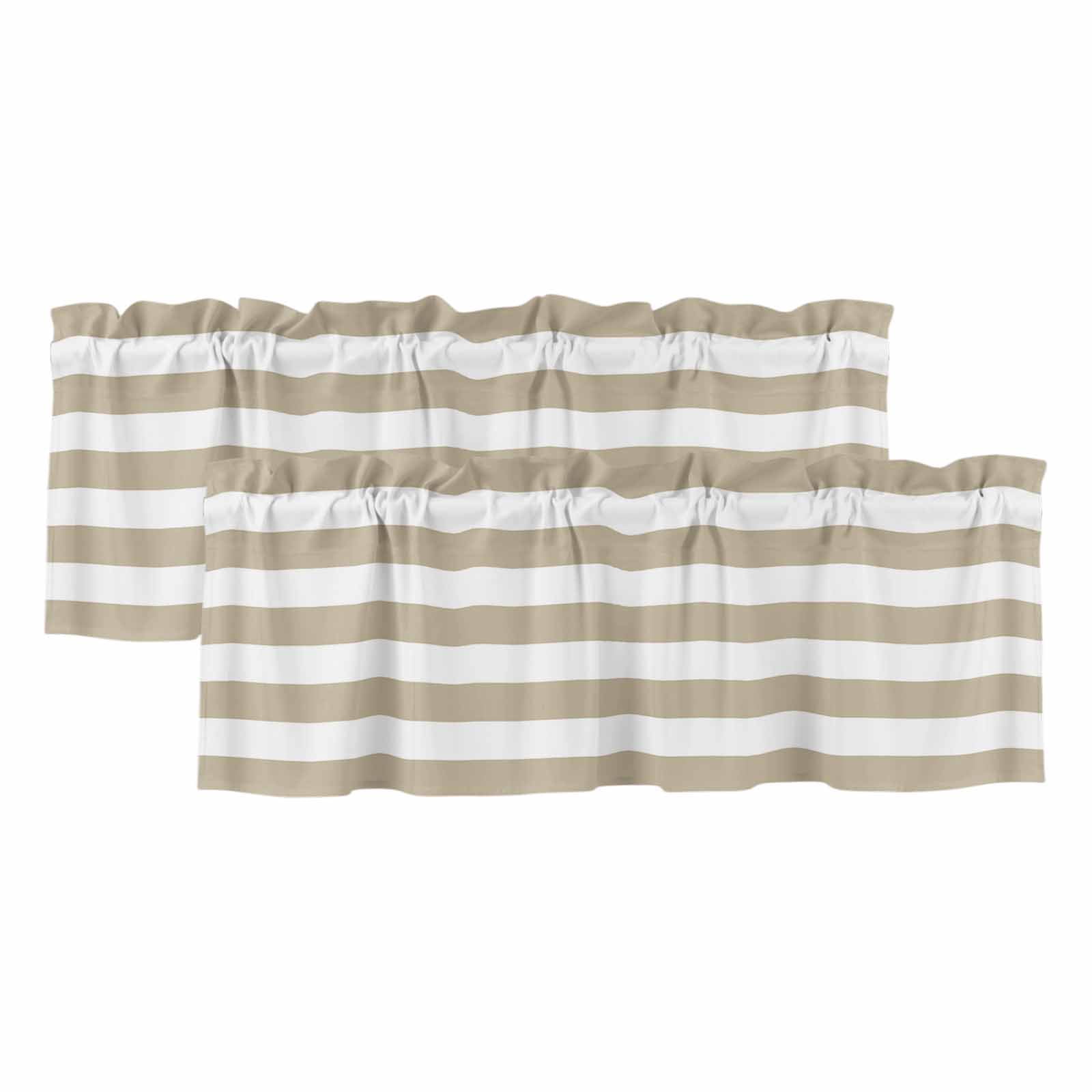 Khaki Stripes Valances for Windows, Decorative Rod Pocket Window ...