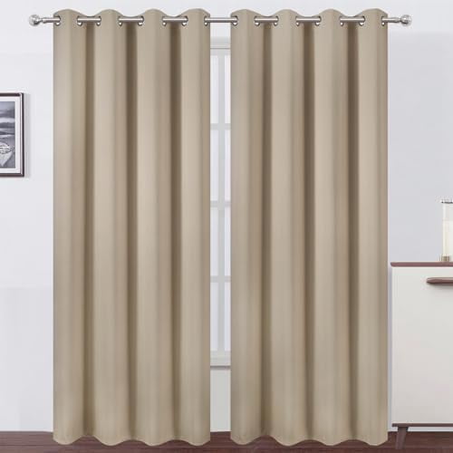Khaki Thermal Blackout Curtains/52 x 95 Inch/Set of 2 Panels Room ...