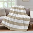 Khaki and Throw Blanket for Couch White Stripe Soft and Warm Flannel 3D ...