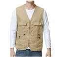 Khaki V Neck Vests for Man Fall Summer Fishing Going Out Cami Tank ...
