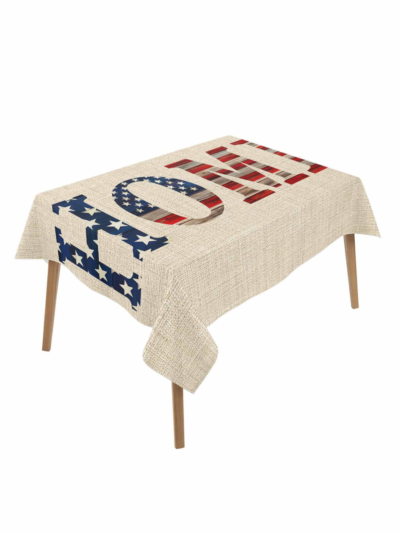 Khaki Vintage Rectangle Tablecloth, American Flag Retro Art Rustic ...