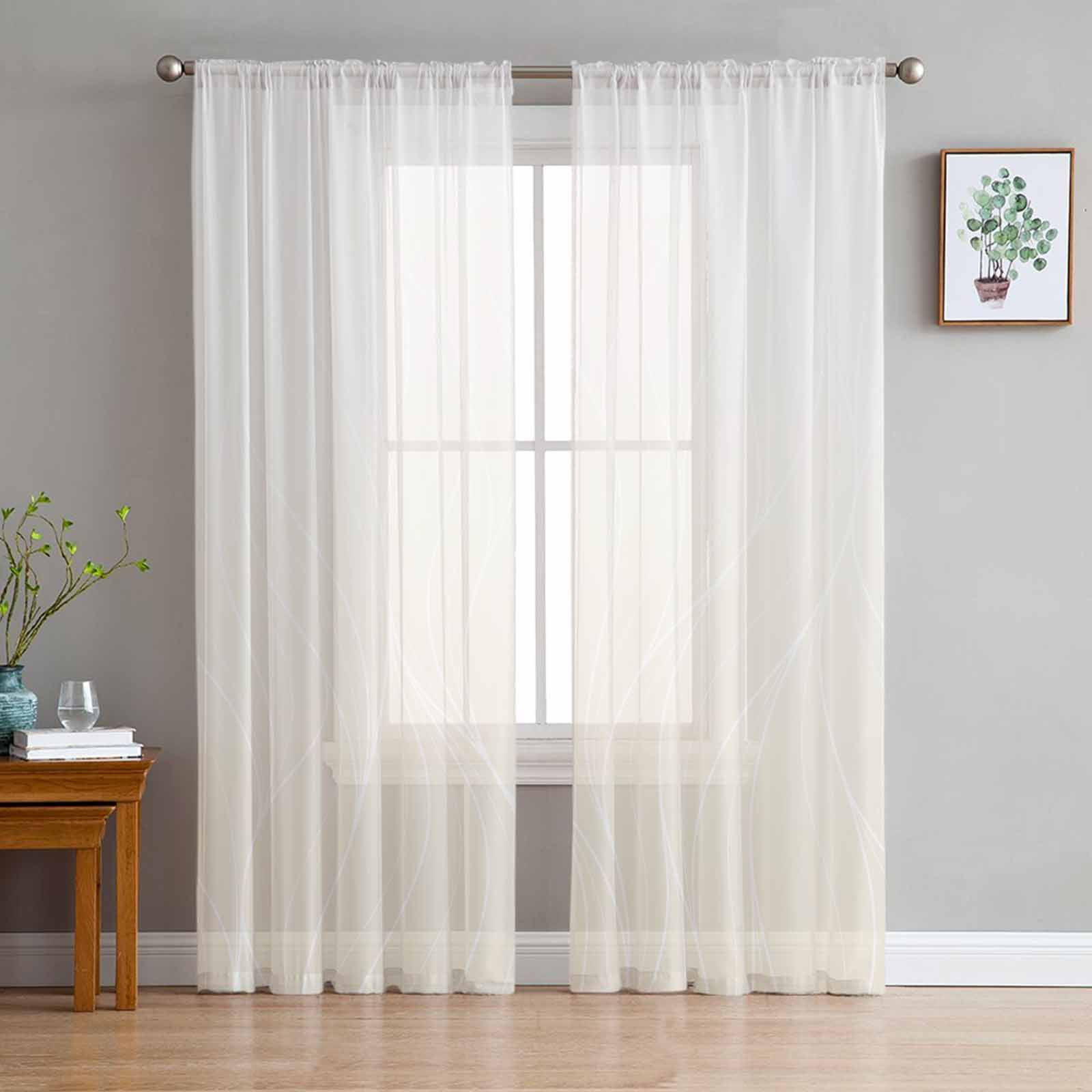 Khaki White Gradient Window Tulle Curtains for Living Room Kitchen ...