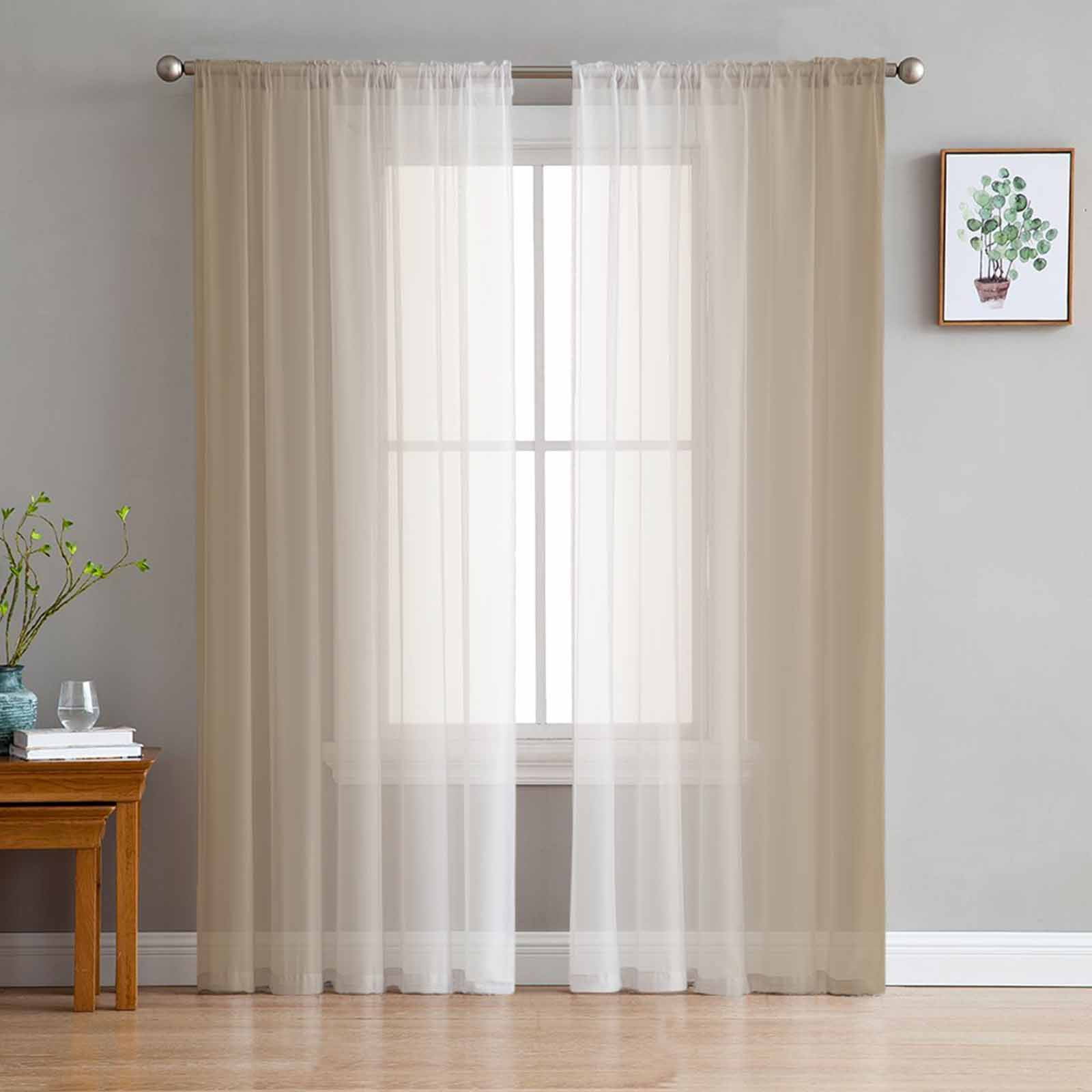 Khaki White Gradient Window Tulle Curtains for Living Room Kitchen ...