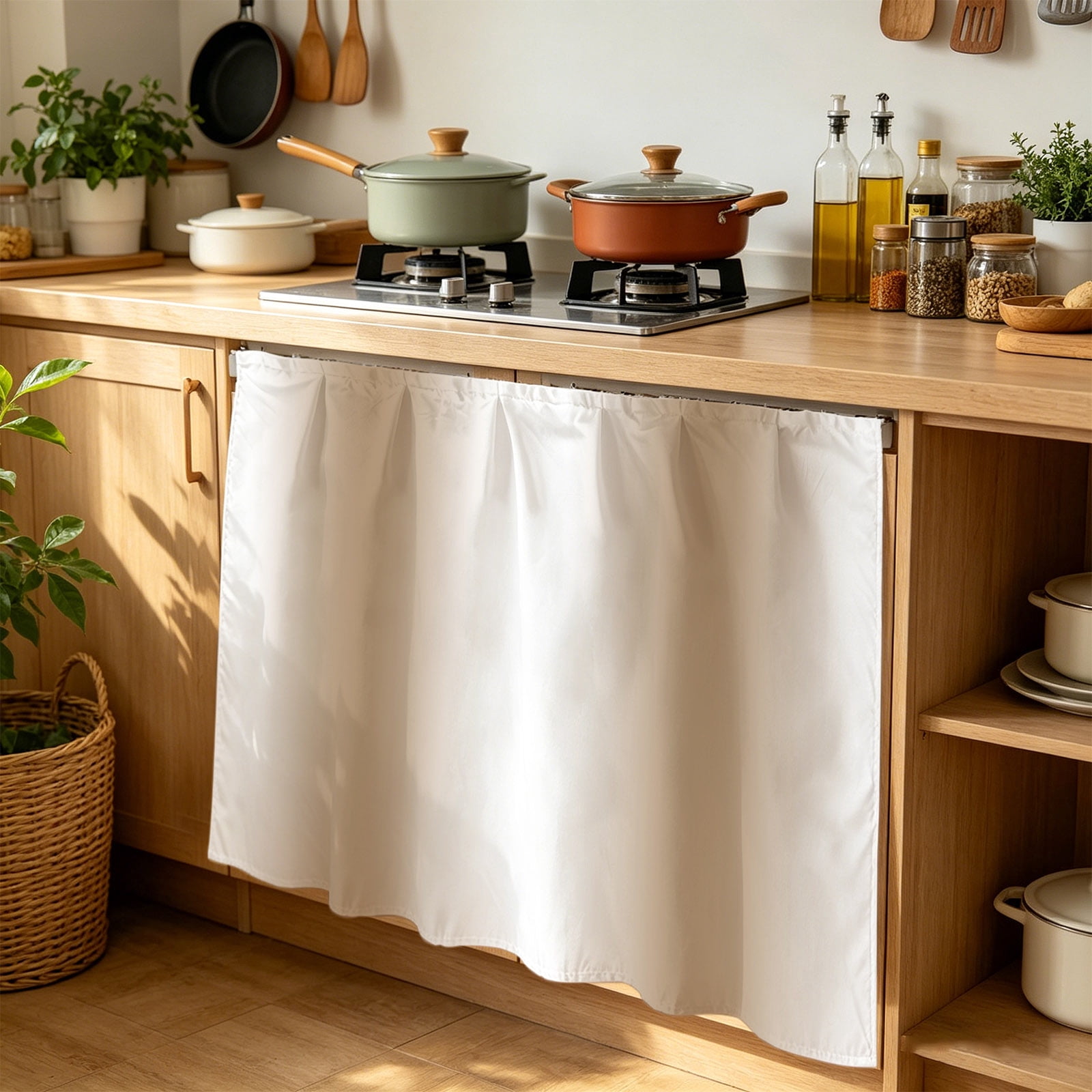 Khaki White Ombre Cabinet Curtains 35''x35'', Modern Abstract Art ...