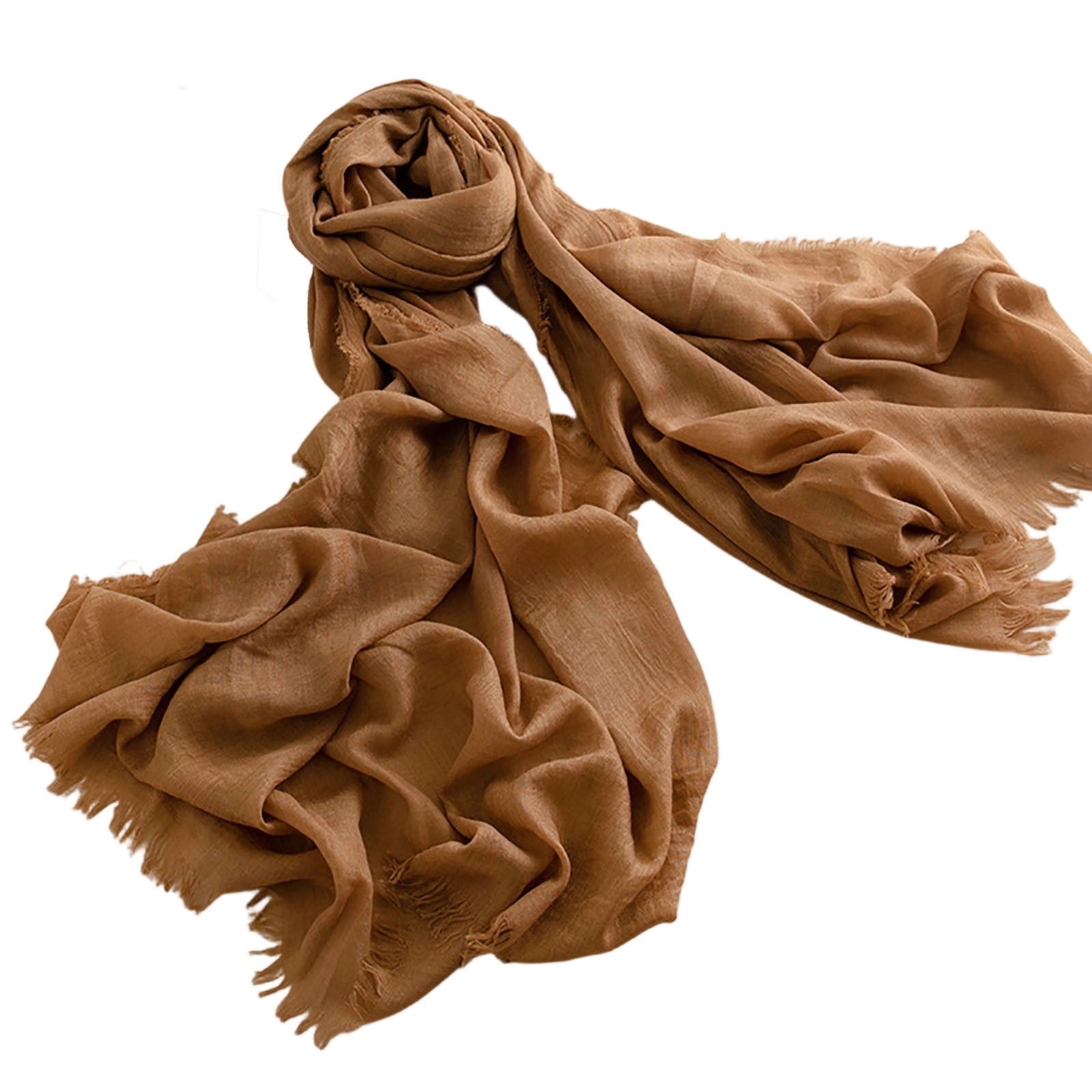 Khaki Women'S Solid Color Thin Scarves Versatile Long Shawl With Sun ...