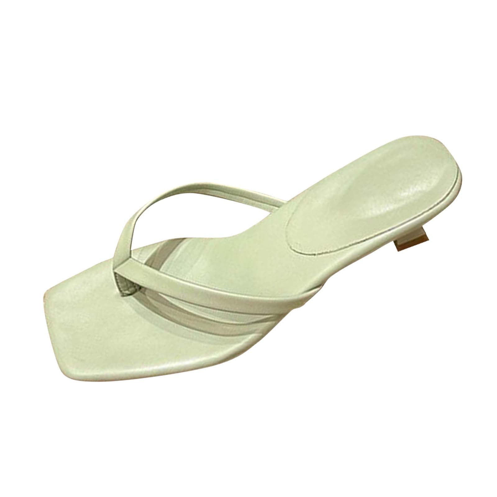 Khaki Women Sandals With Square Toe Flip Flop Design Comfortable Fit ...