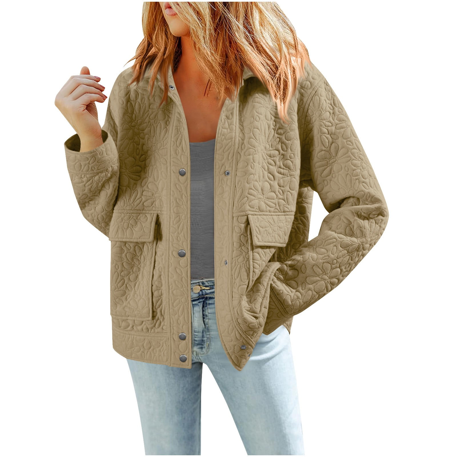 Khaki Women Turtle Neck Spandex Jackets Outfit for Women Long Short ...