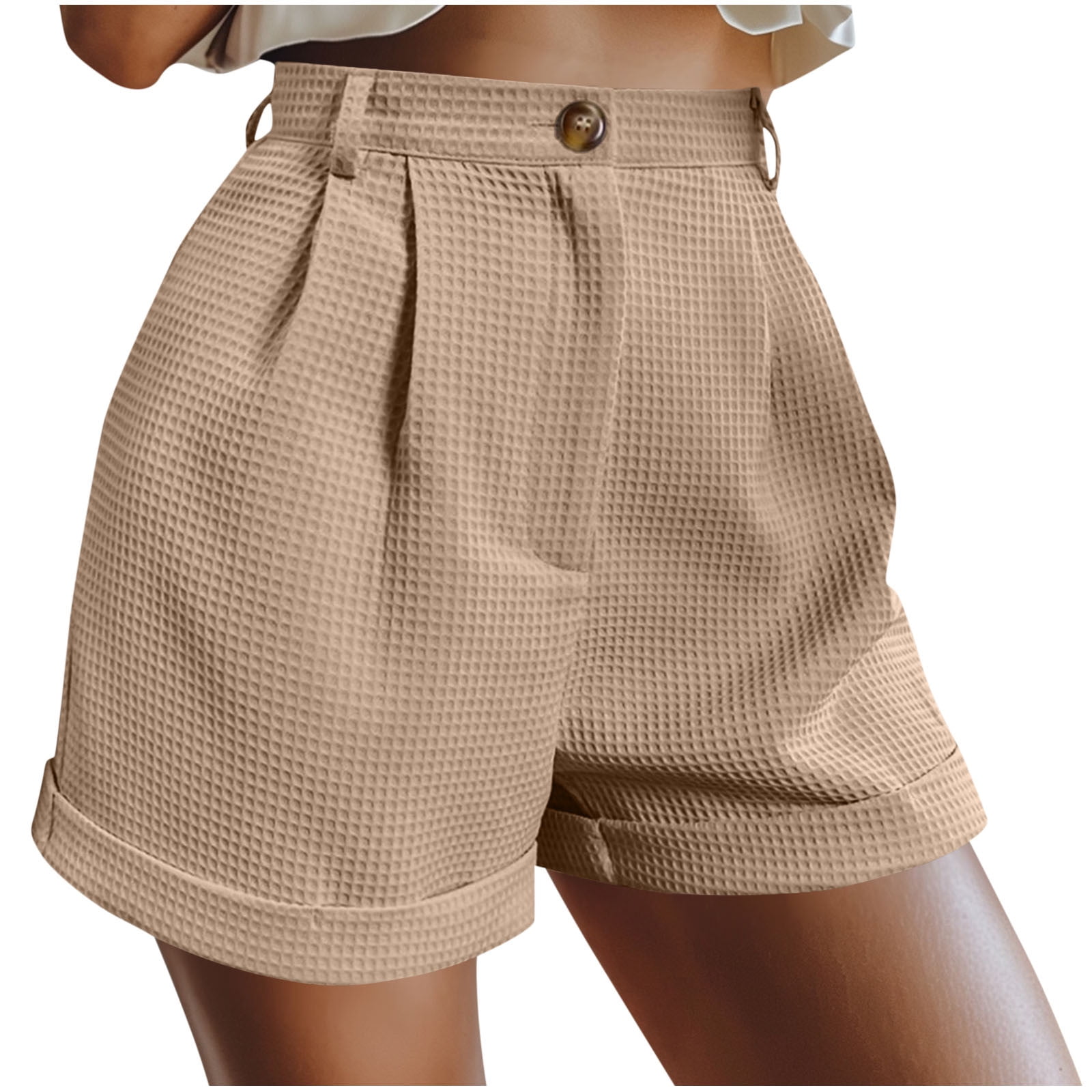 Khaki Womens Brunch Button Shorts Shorts for Ladies Spandex Crochet ...