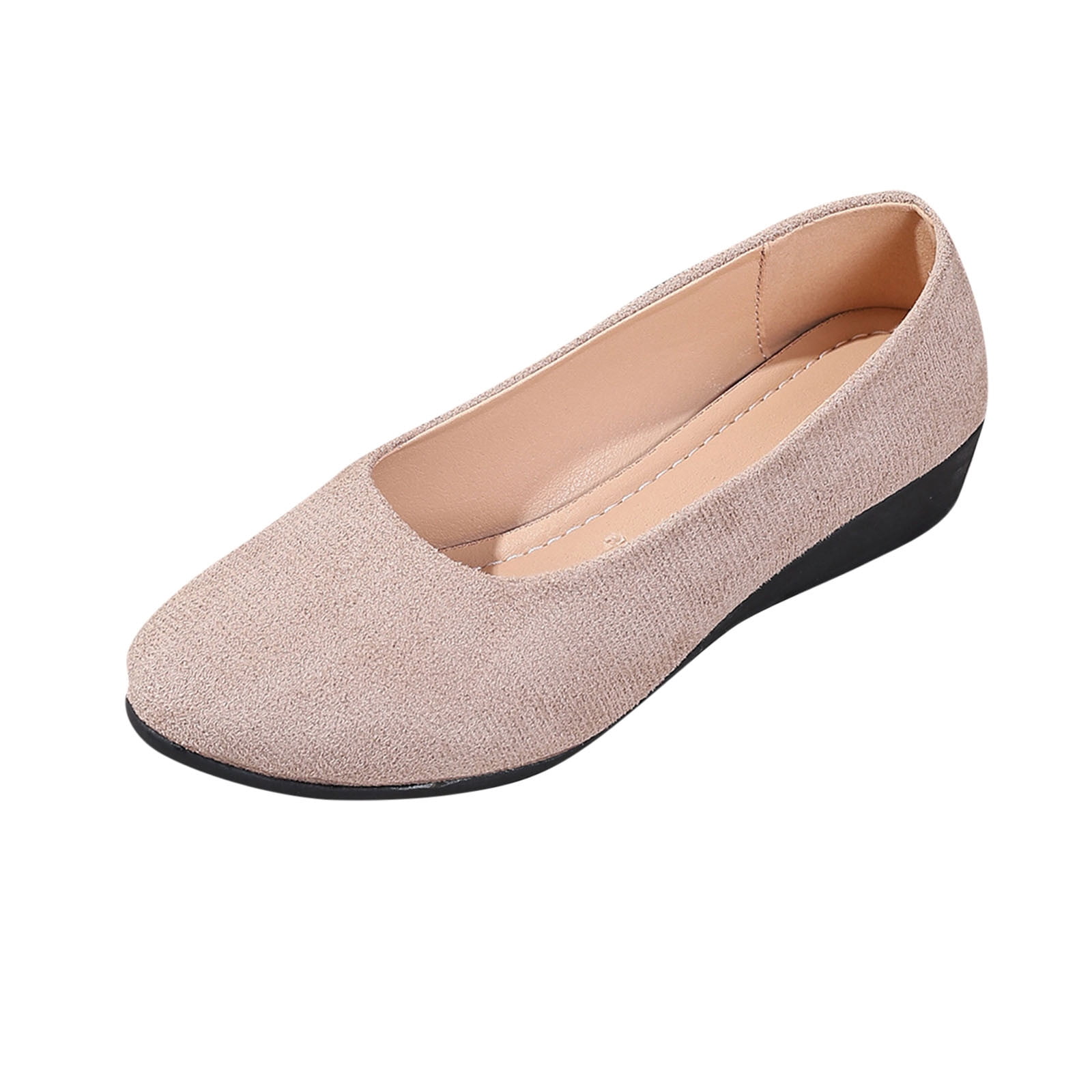 Khaki Womens Everyday Round Toe Wedges With 1.4 Inch Heel Height Flock ...