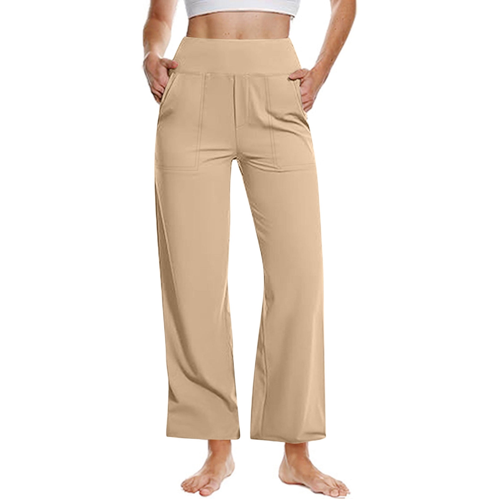 Khaki Womens High Leg Flare Wide Leg Slimming Tunic Pants Blazer Coats ...