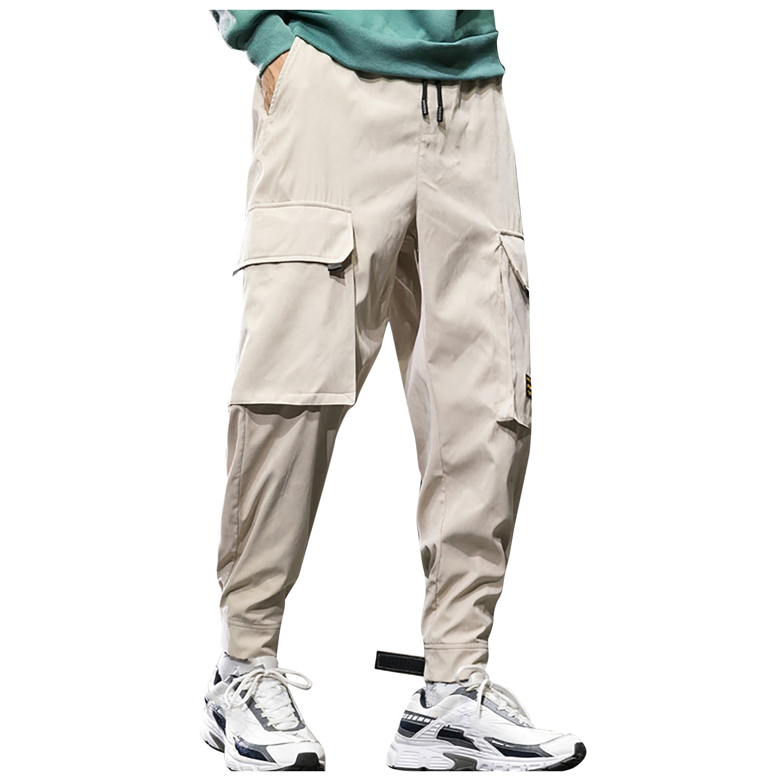 Khaki Work Cargo Track Gym Hiking Running for Man Summer Fall Loose Fit ...