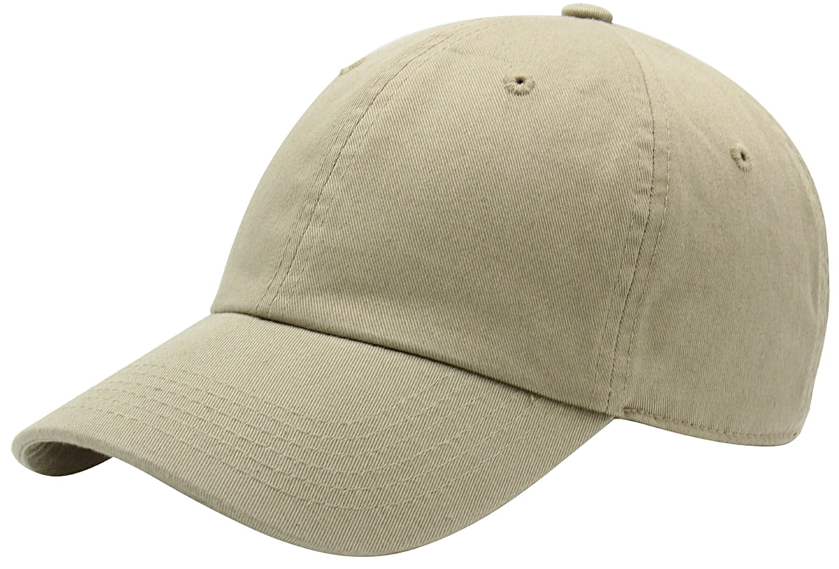 Khaki buckle closure unisex casual cotton basic baseball cap - Walmart.com