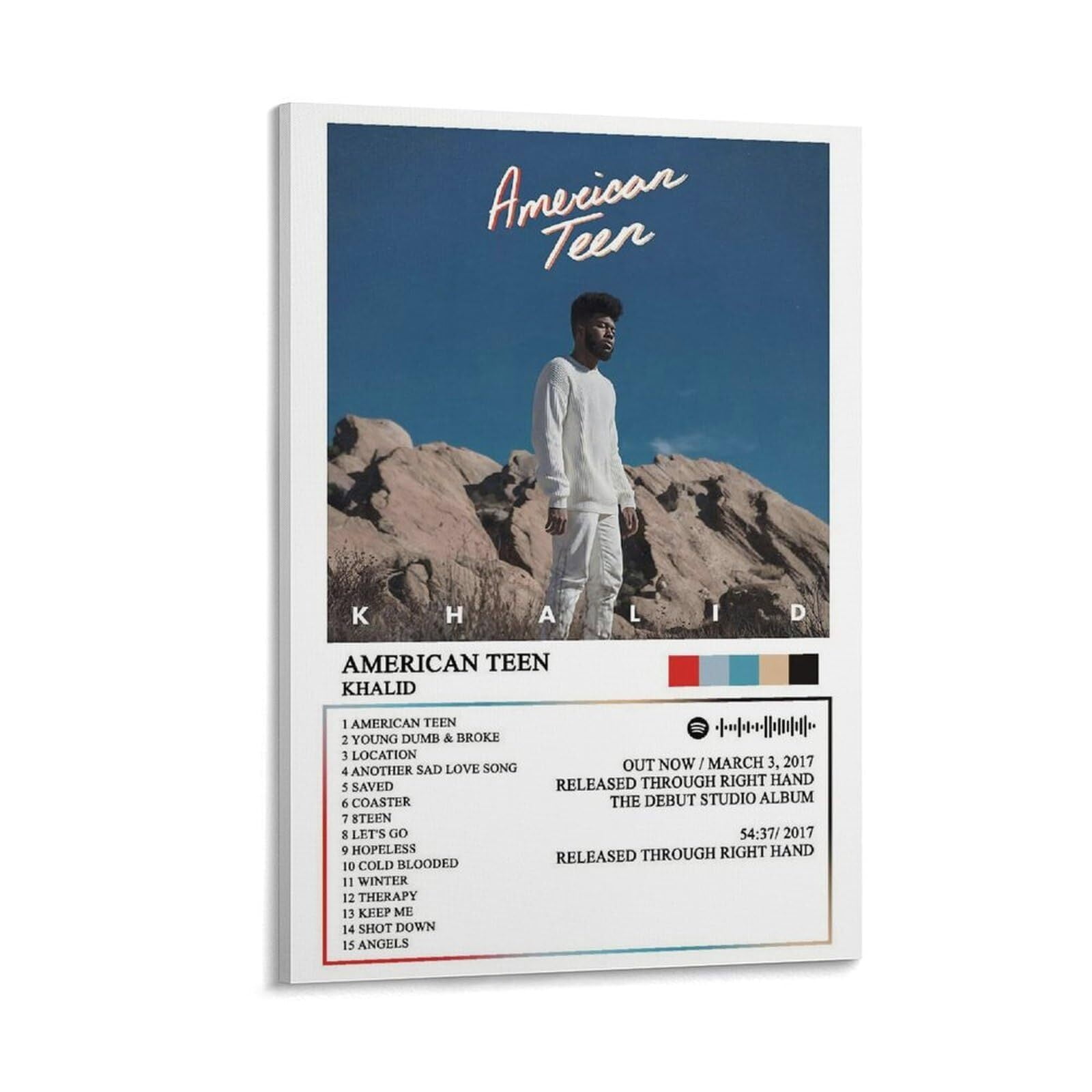 Khalid - American Teen Album Cover Canvas Print Music Poster for Room ...