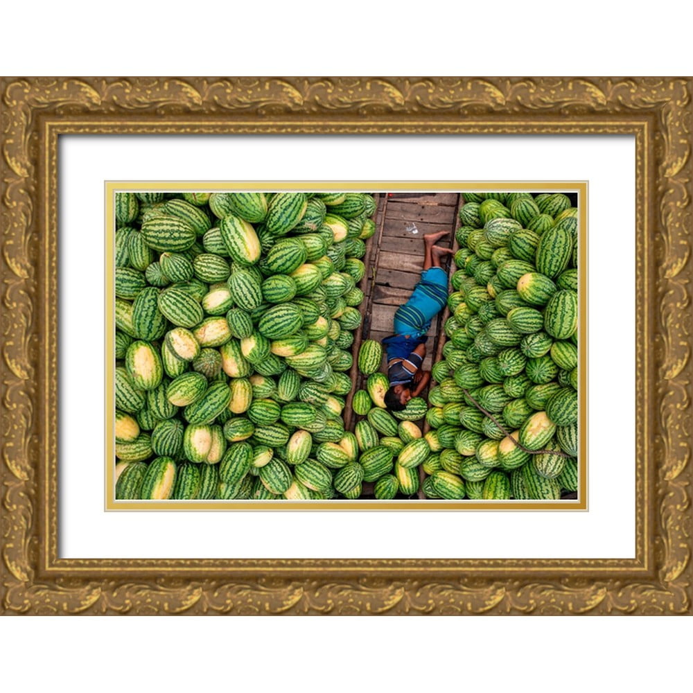 Khan Ronnie, Azim 24x17 Gold Ornate Wood Framed with Double Matting ...