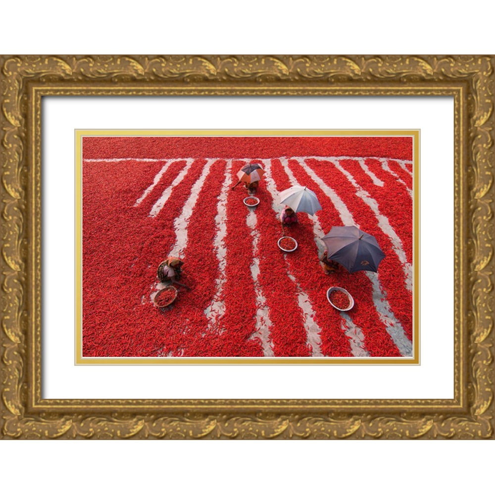 Khan Ronnie, Azim 32x23 Gold Ornate Wood Framed with Double Matting ...