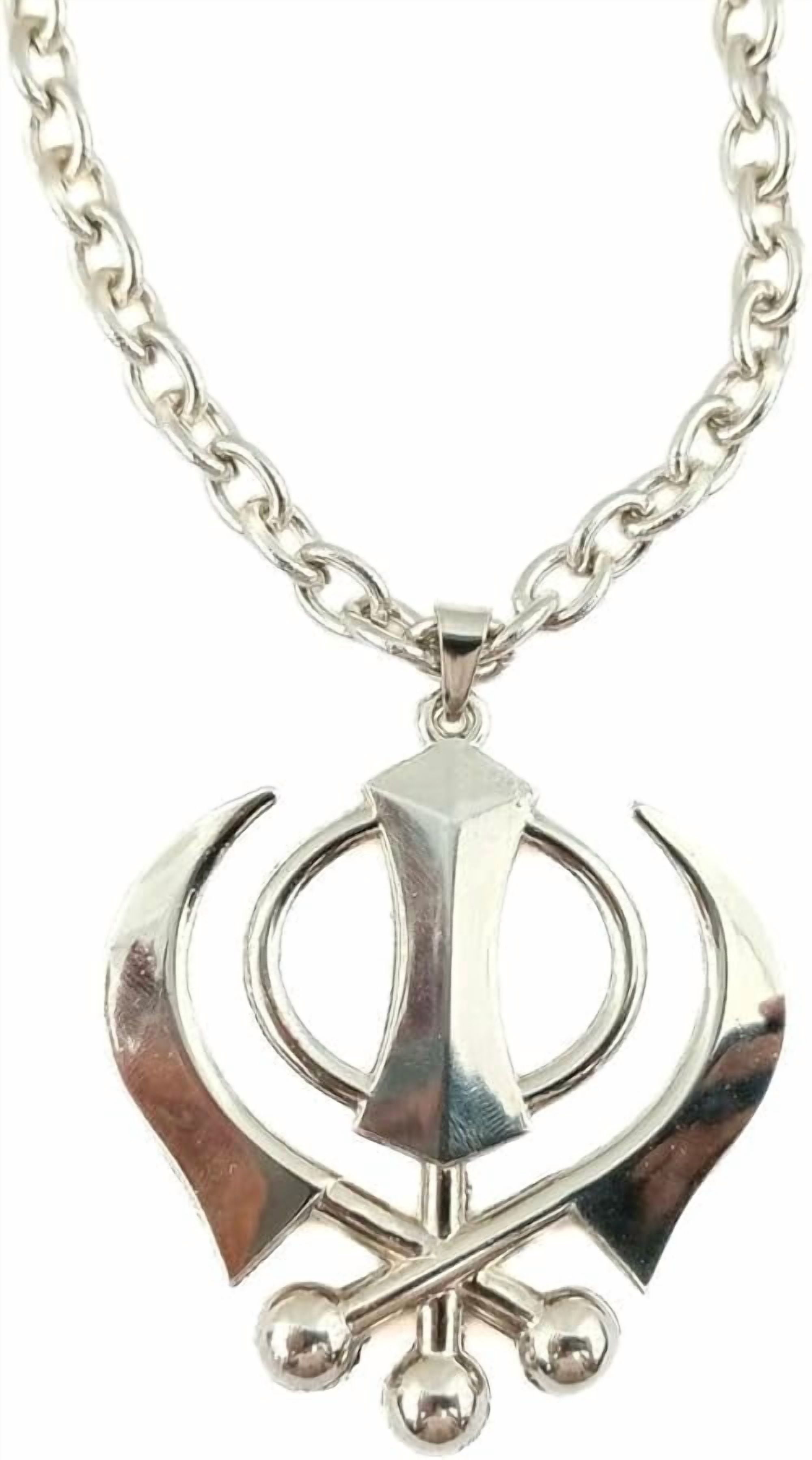 Khanda Necklace/Pendant/Amulet for Men Or Women Stainless Steel Silver ...