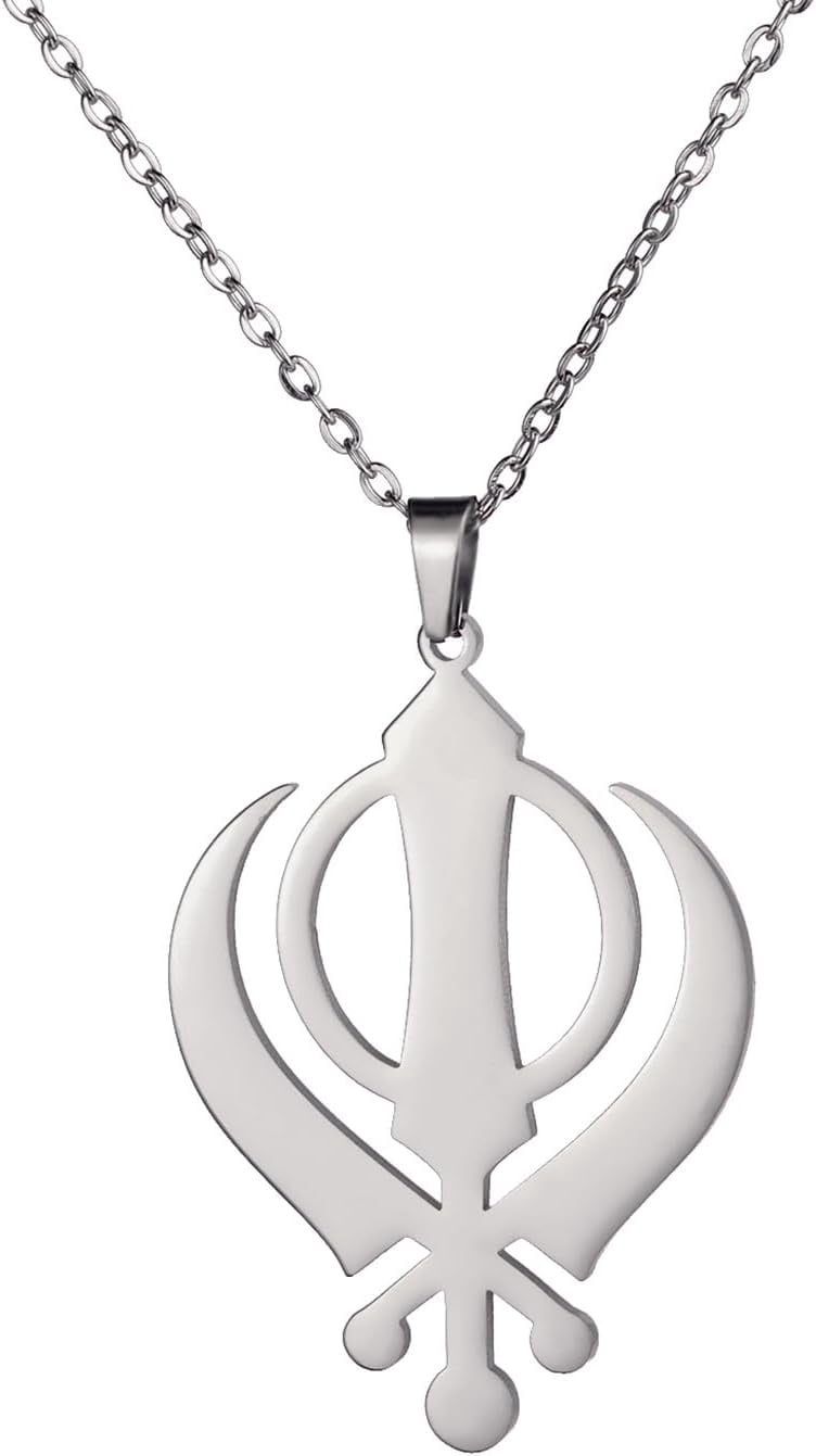 Khanda Sikh Sword Symbol Necklace Sikh Kara Disc Sikhism Pendant ...