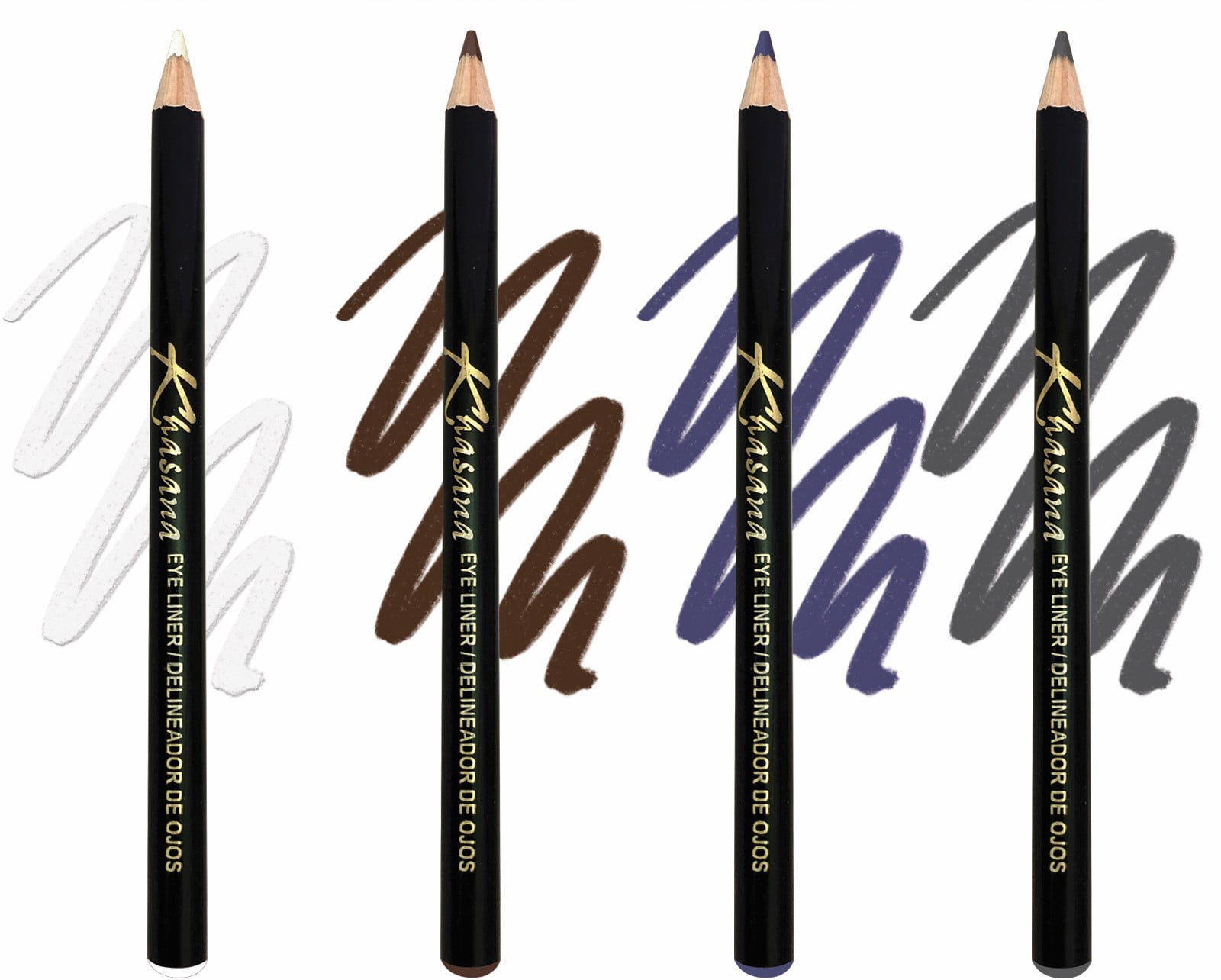Khasana Eyeliner Pencil Set Of 4. Smooth & Creamy Glide, Long-Wearing, Smudge-Proof, Waterproof ...