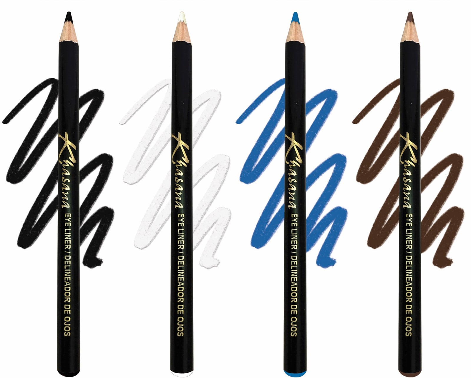 Khasana Eyeliner Pencil Set Of 4. Smooth & Creamy Glide, Long-Wearing ...
