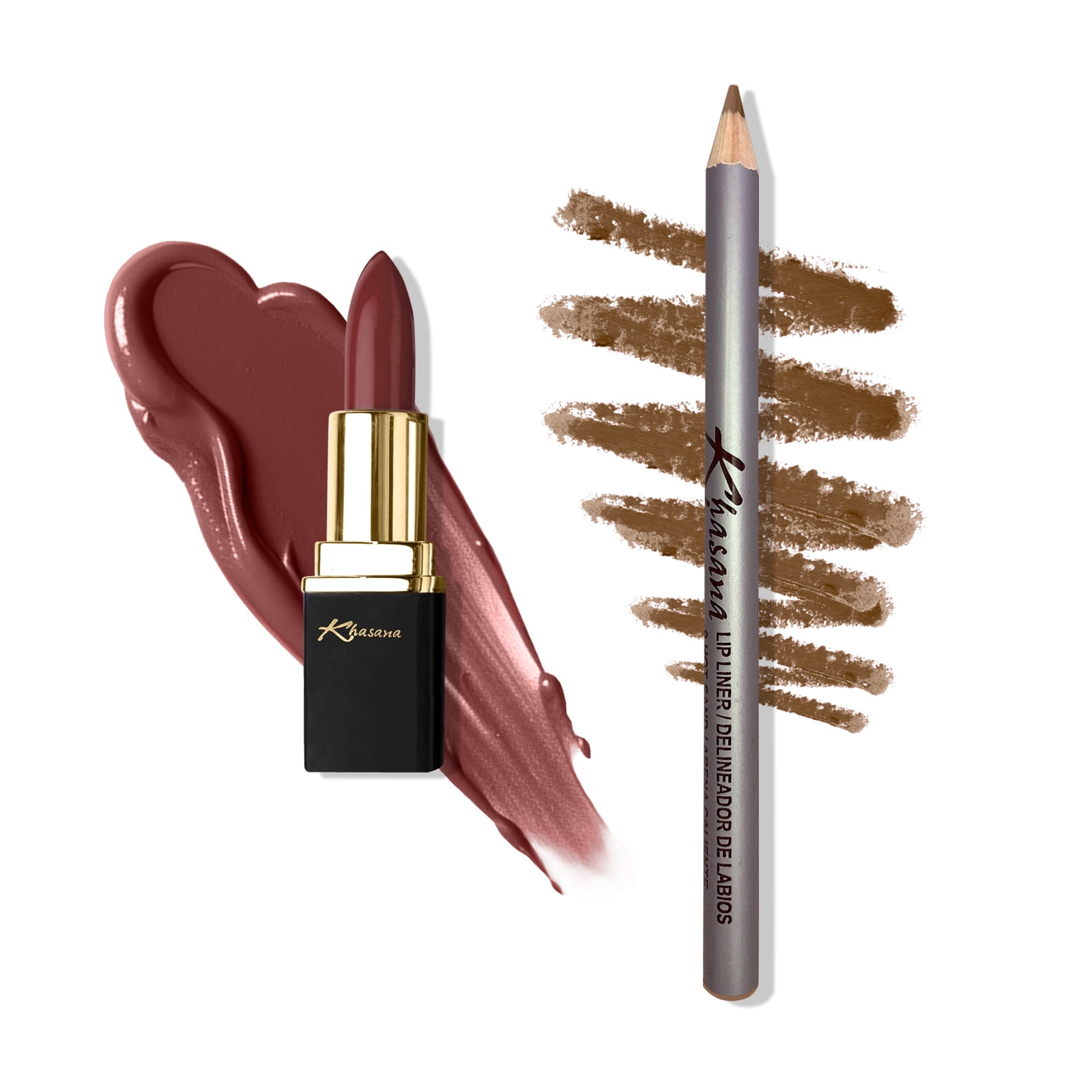 Khasana Lipstick & Lip Liner Set, Gloss and Creamy, Soft and Smooth Lip ...