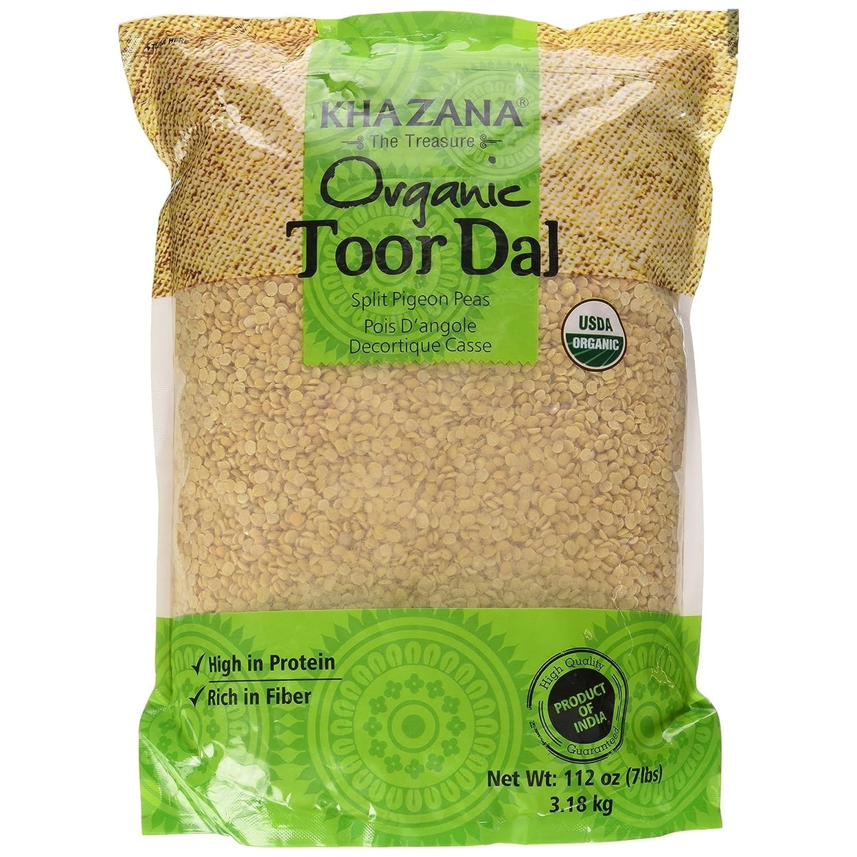 Khazana Organic Toor Dal, High Protein, Rich Fiber, Dry Split Pigeon ...