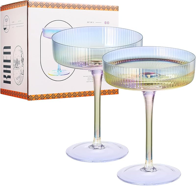 Khen Ribbed Vintage Art Deco Coupe Glasses - Martini, Champagne ...