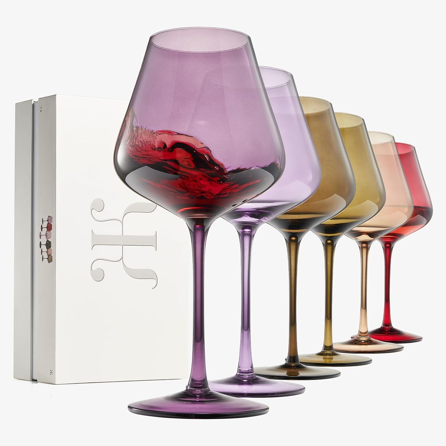 Khen Summer Terracotta Colored Crystal Wine Glass Set, Large 20oz ...